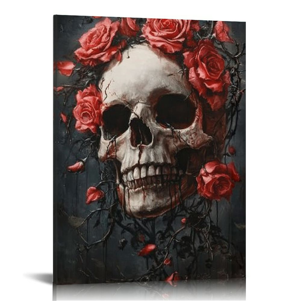 WGOD Gothic Canvas Wall Art Romantic Rose Halloween Wall Decor ...