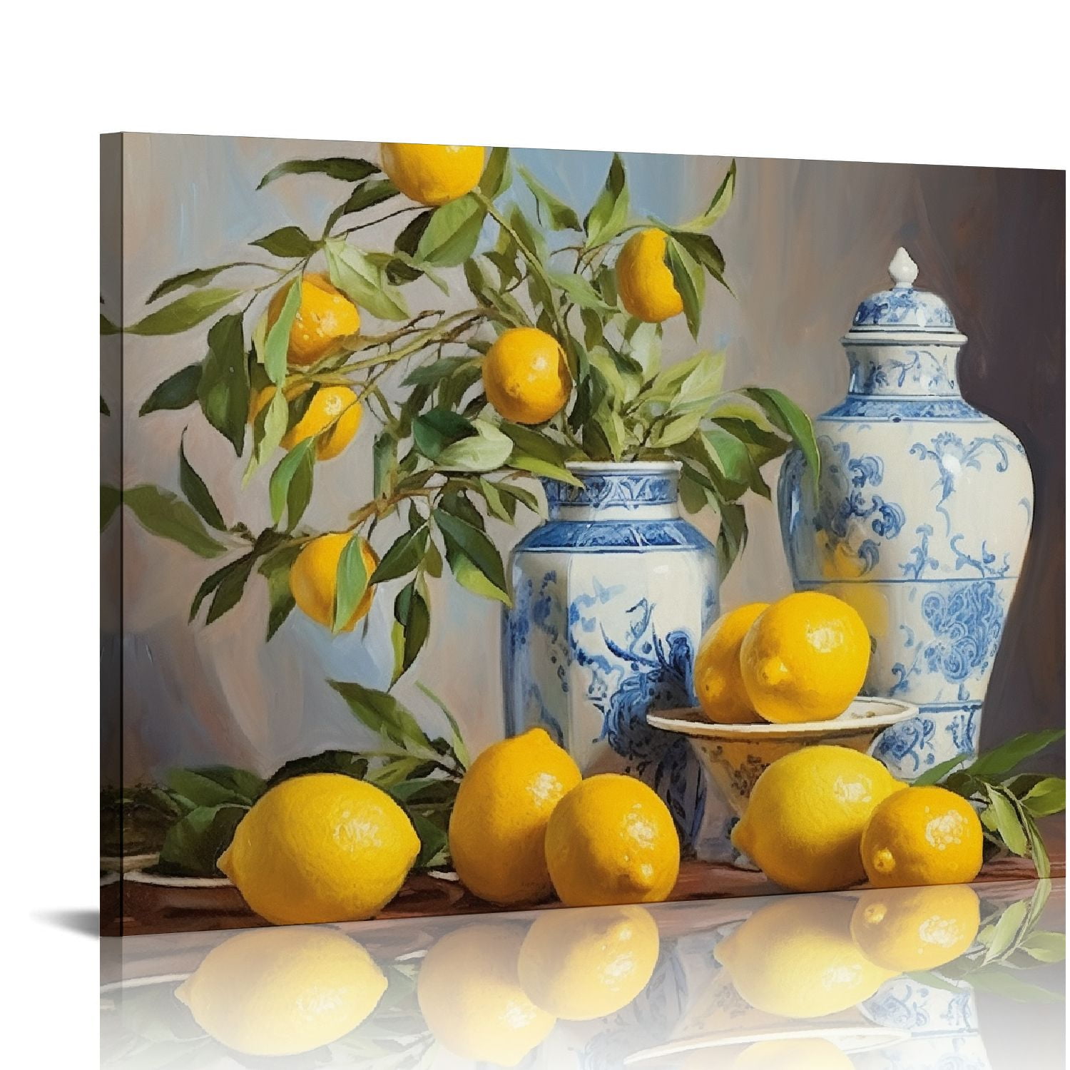 WGOD Lemon Canvas Prints Wall Art Citrus Fruit Picture Framed Yellow ...
