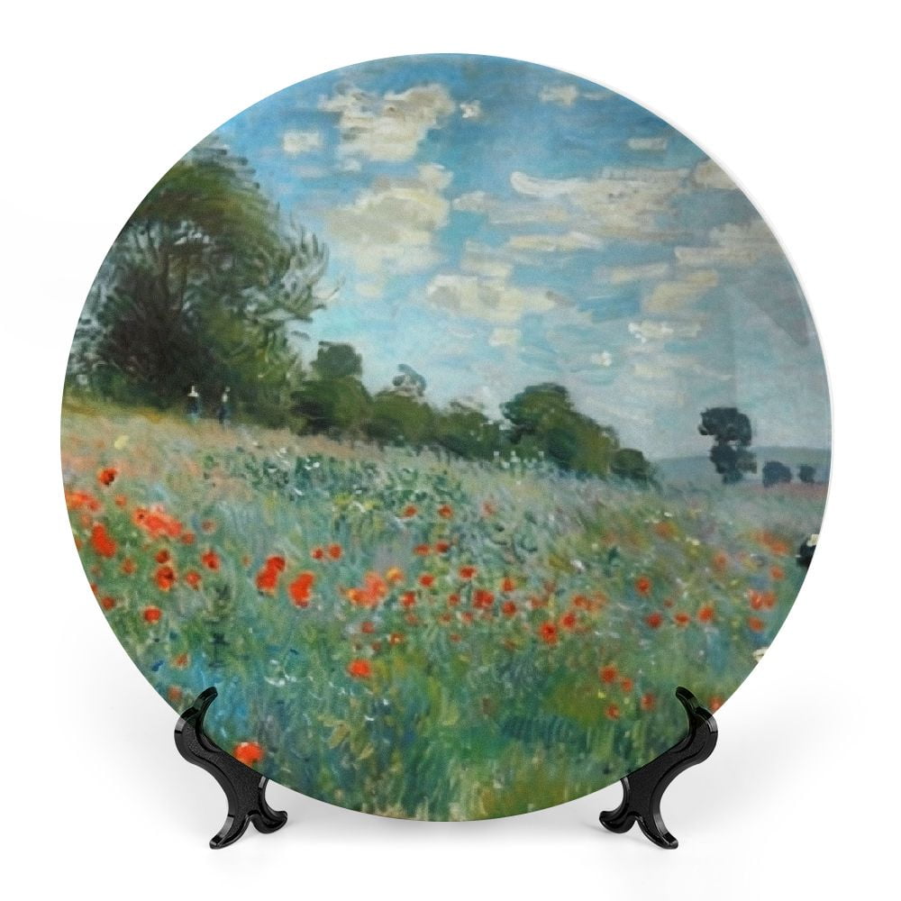 WGOD Poppies Greenery Woman Children Bone China Decorative Plate for ...