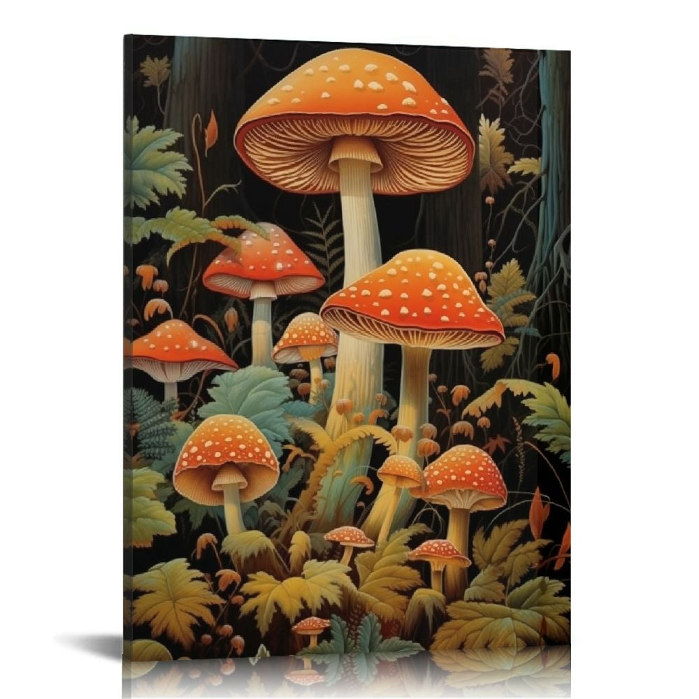 WGOD Vintage Mushroom Canvas Wall Art Dark Academia Paintings Vintage ...