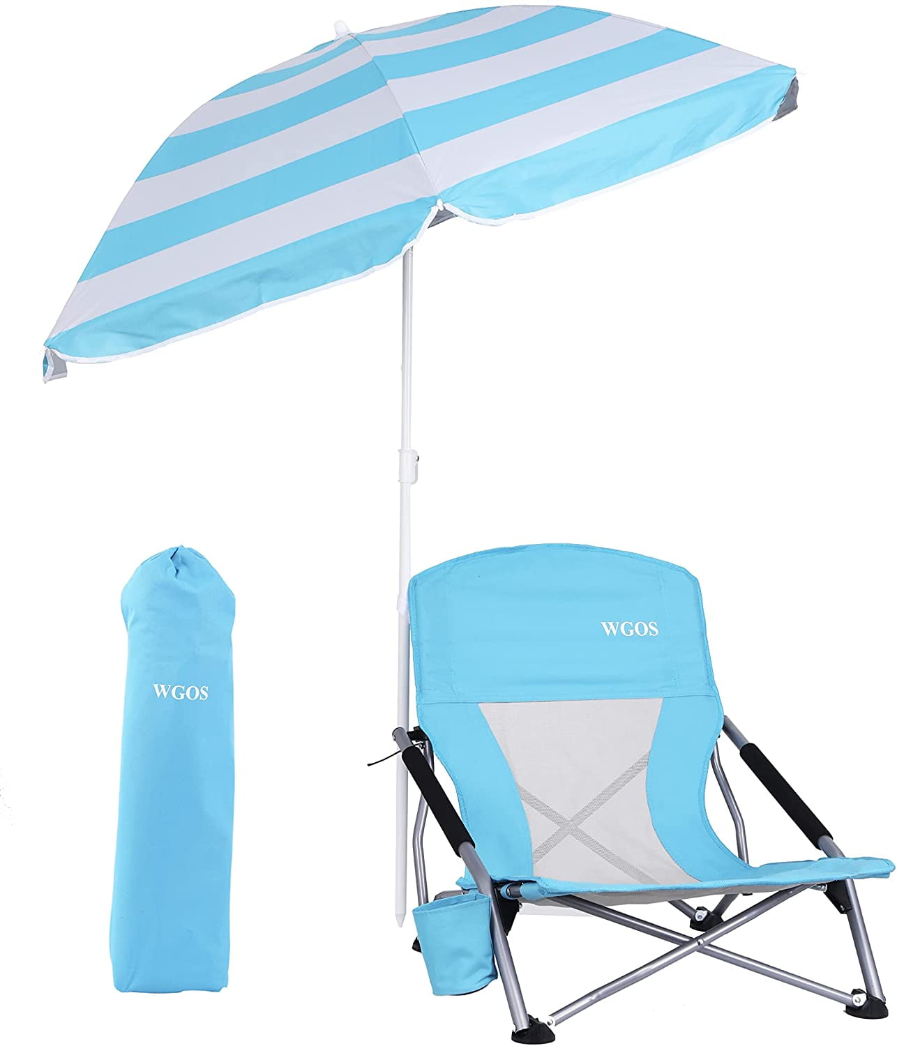 Portable Lightweight Beach Chair with Adjustable SPF 50+ Umbrella ...