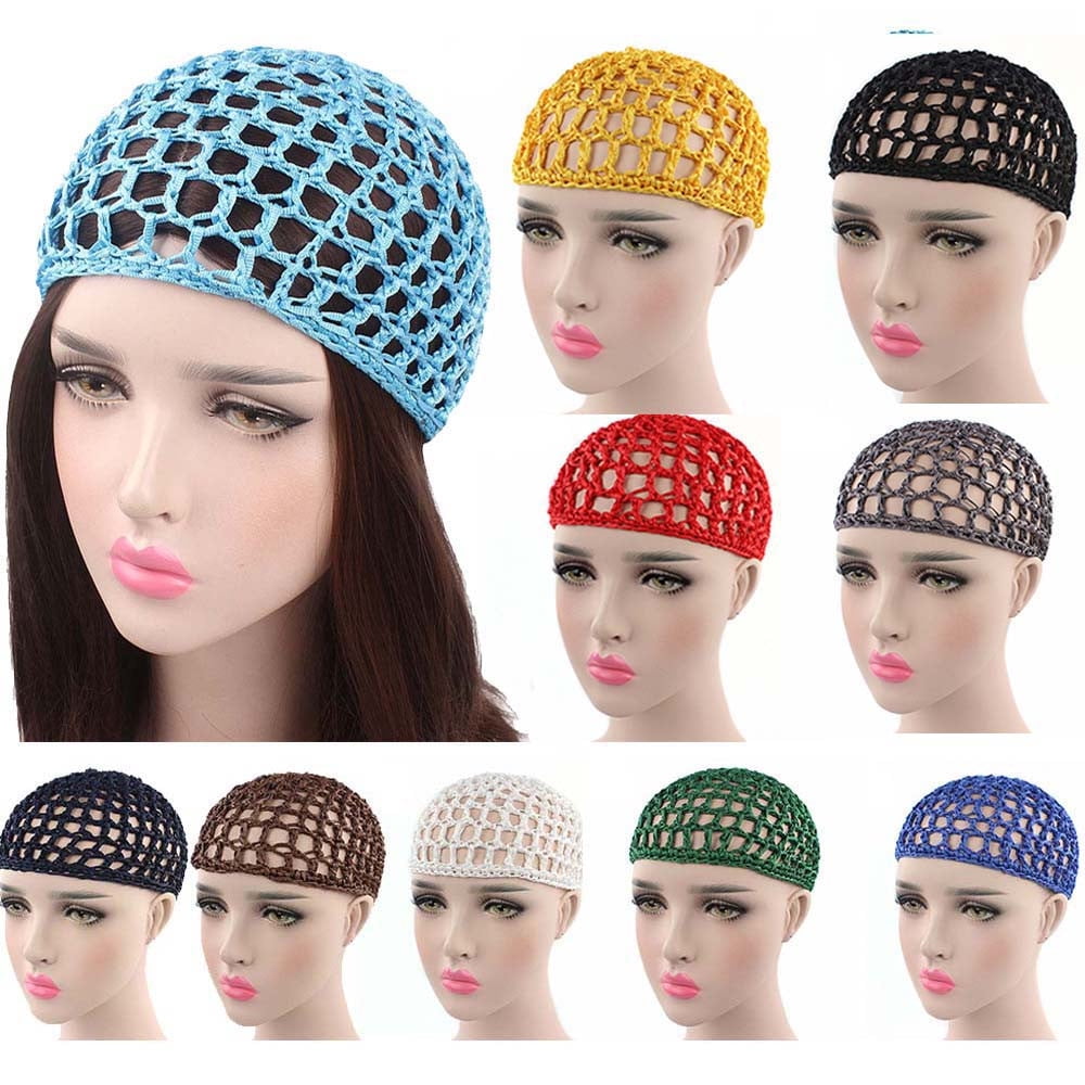 WGOUP Women Hand Crochet Hair Woven Hair Net Hair Cap Night Cap,Green ...