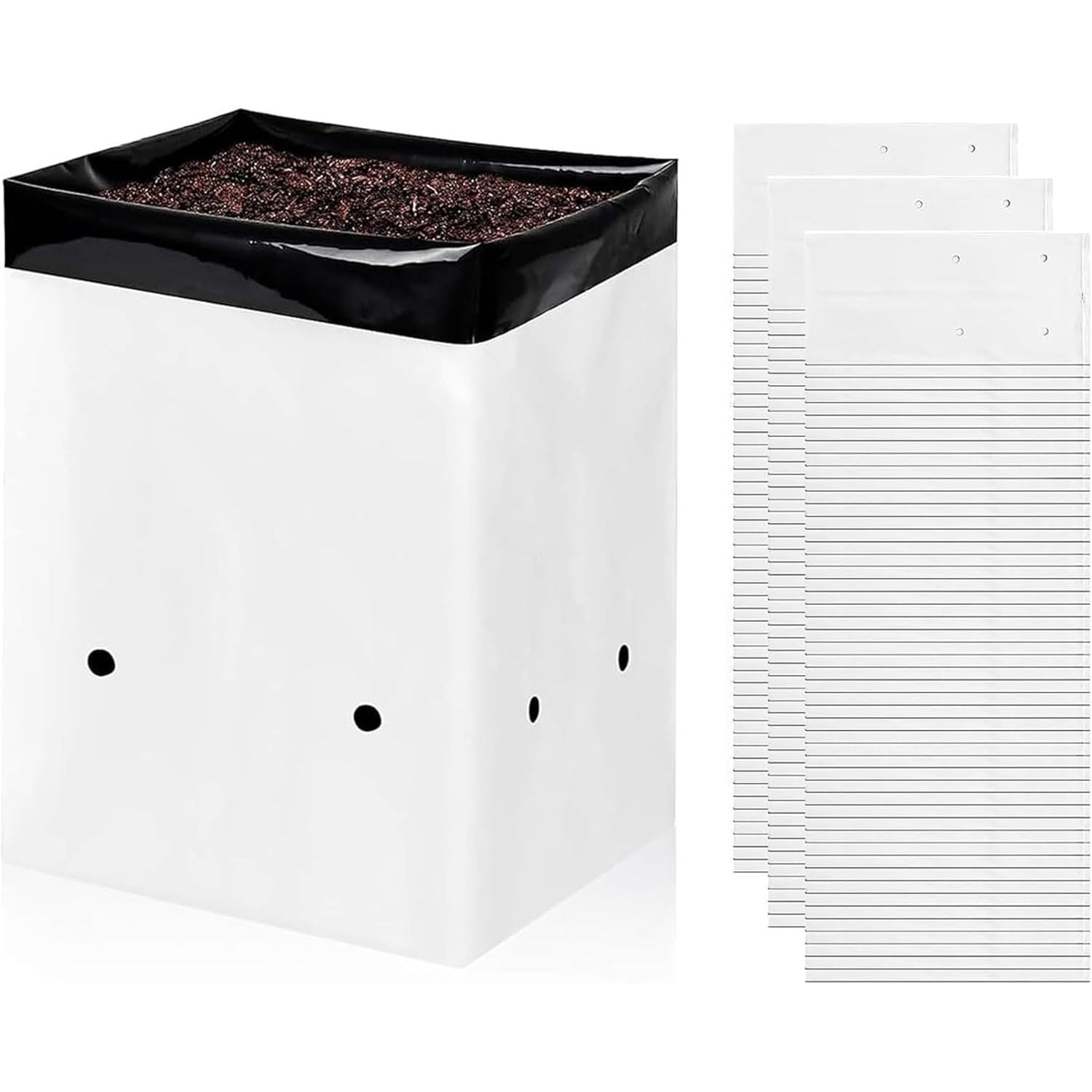 WGQP 2 Gallon 150 Pack Grow Bags Black and White Panda Film Containers ...