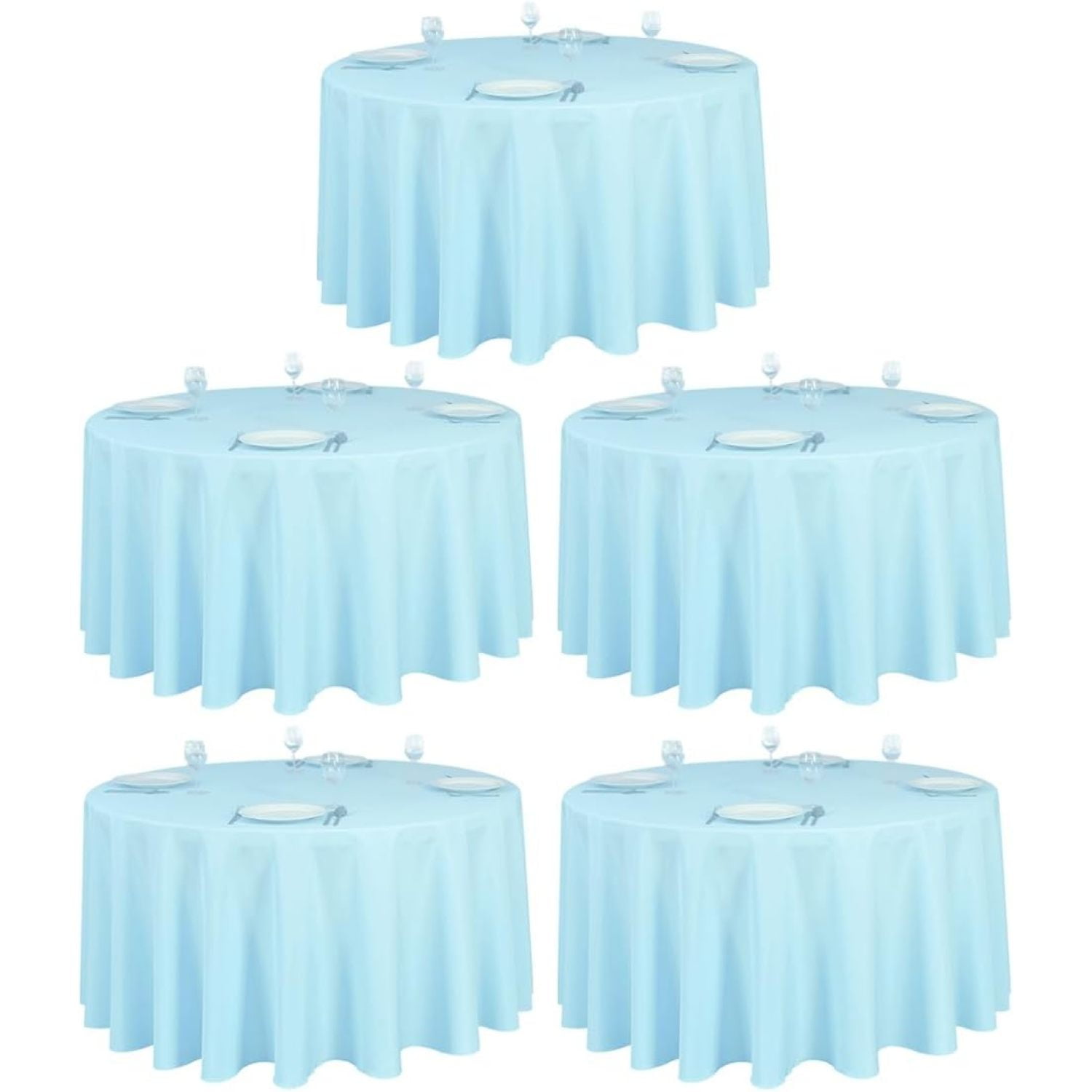 WGQP 5 Pack 120 Inch Round Tablecloth Baby Blue - Bulk for 60 Inch ...