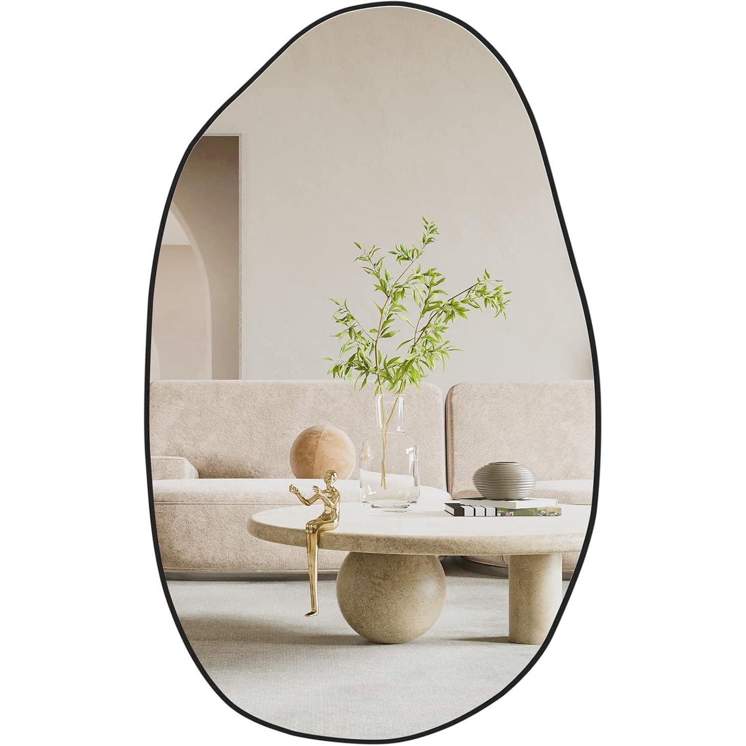 WGQP Irregular Asymmetrical Mirror Wall Mounted, Unique Vanity Mirror ...