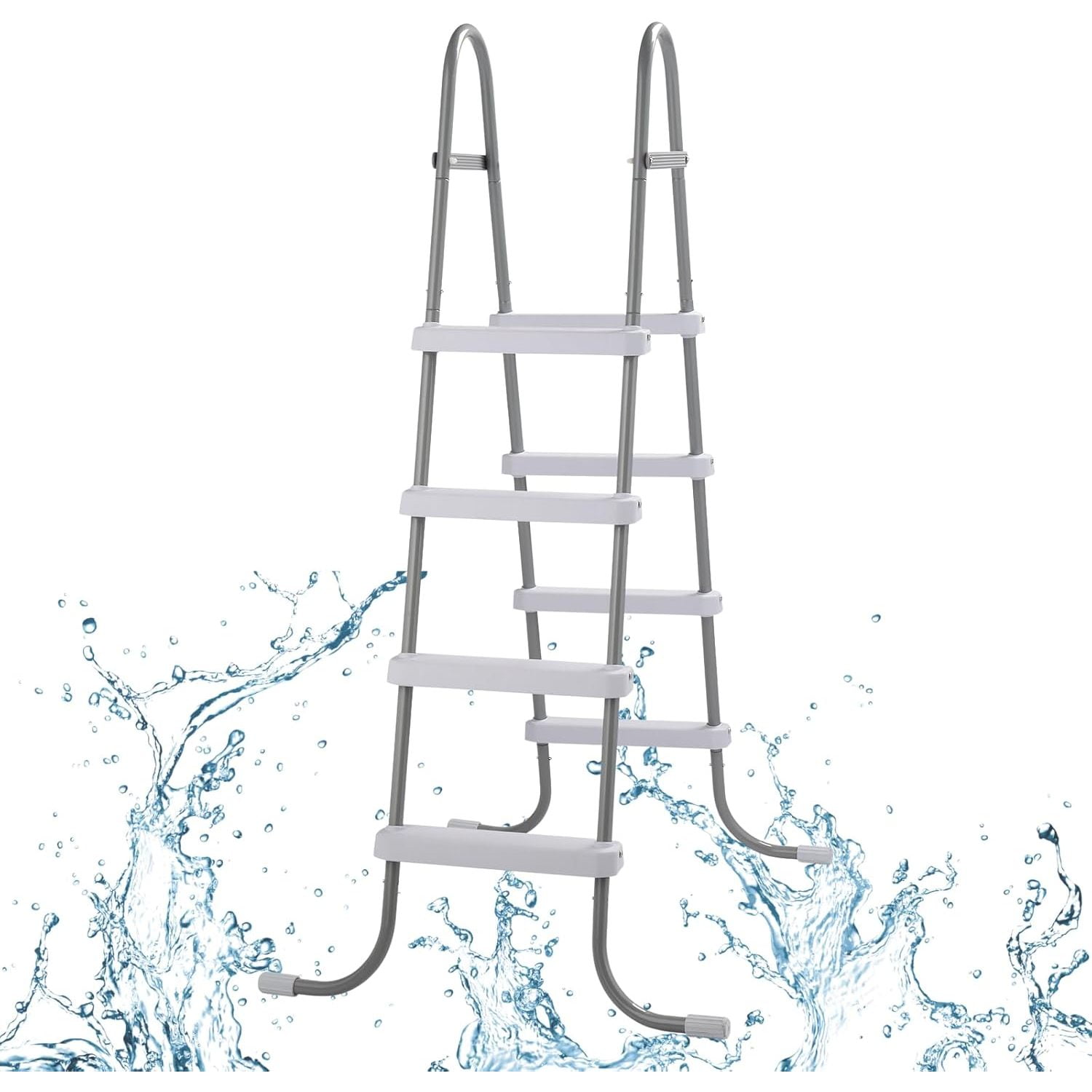 WGQP Metal Frame Above Ground Swimming Pool Entry, 4 Step Exit Ladder ...
