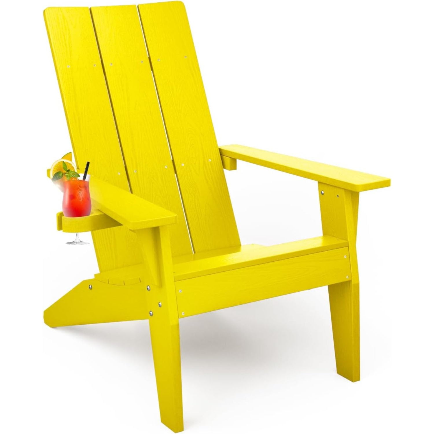 WGQP Modern Adirondack Chair Weather Resistant with Cup Holder ...