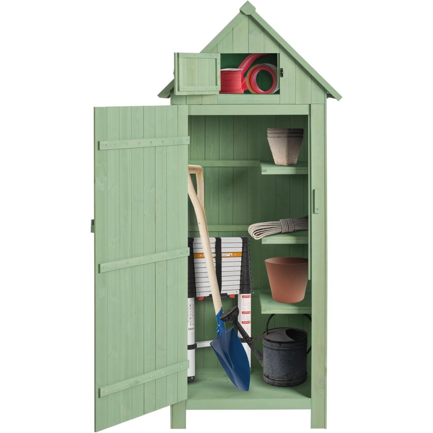 WGQP Outdoor Storage Cabinet, 70in Wooden Vertical Garden Tools Shed ...