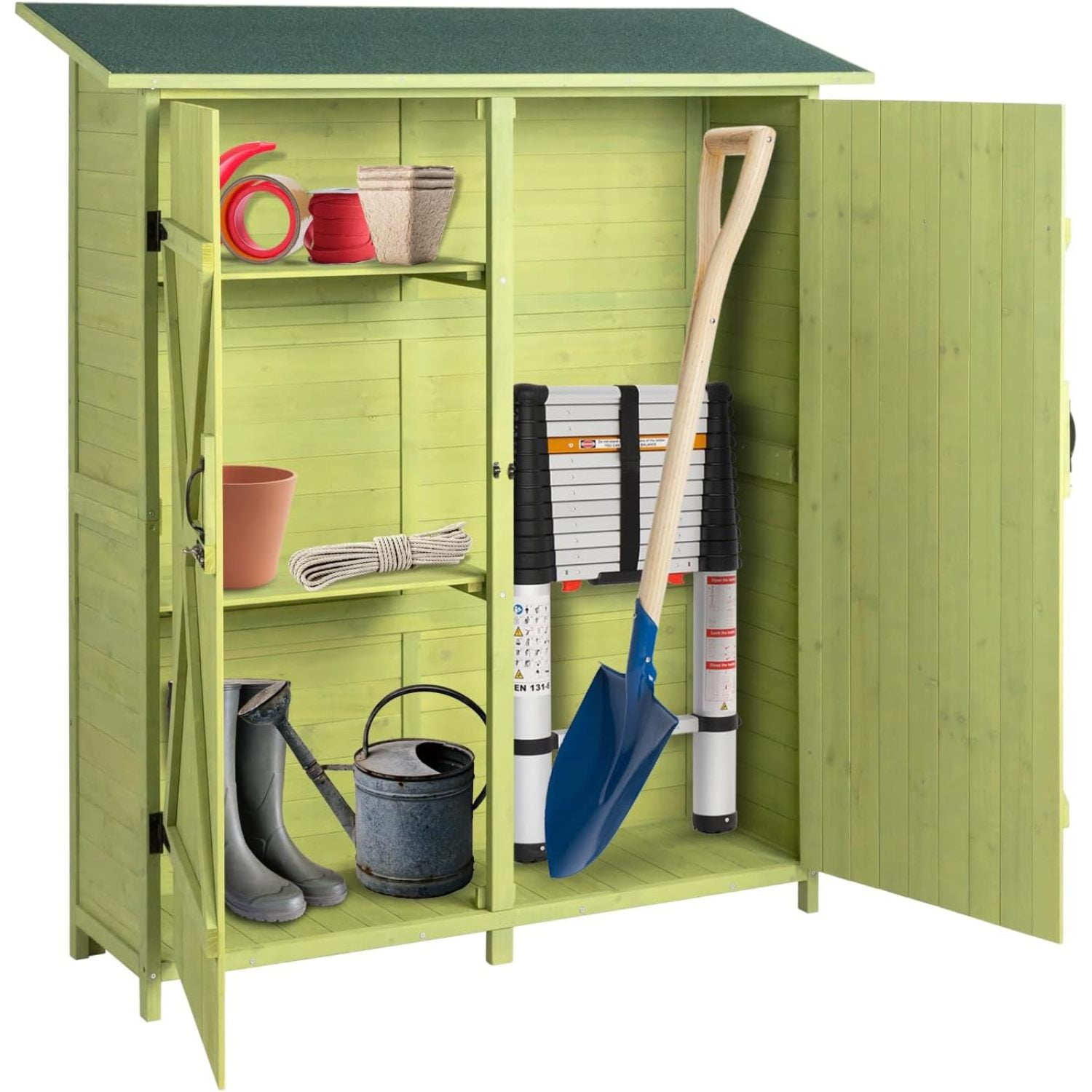 WGQP Outdoor Storage Cabinet with Waterproof Roof, Double Lockable ...