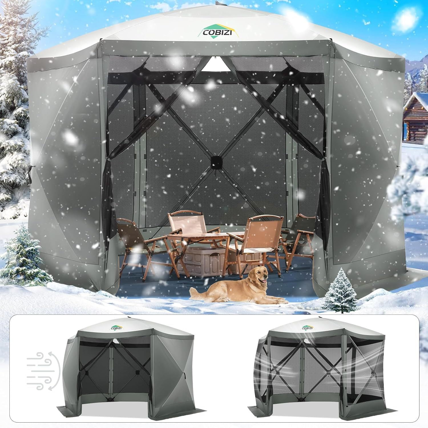 WGQP Pop Up Gazebo Screen Tent Screen House for Camping, 12x12 Screen ...