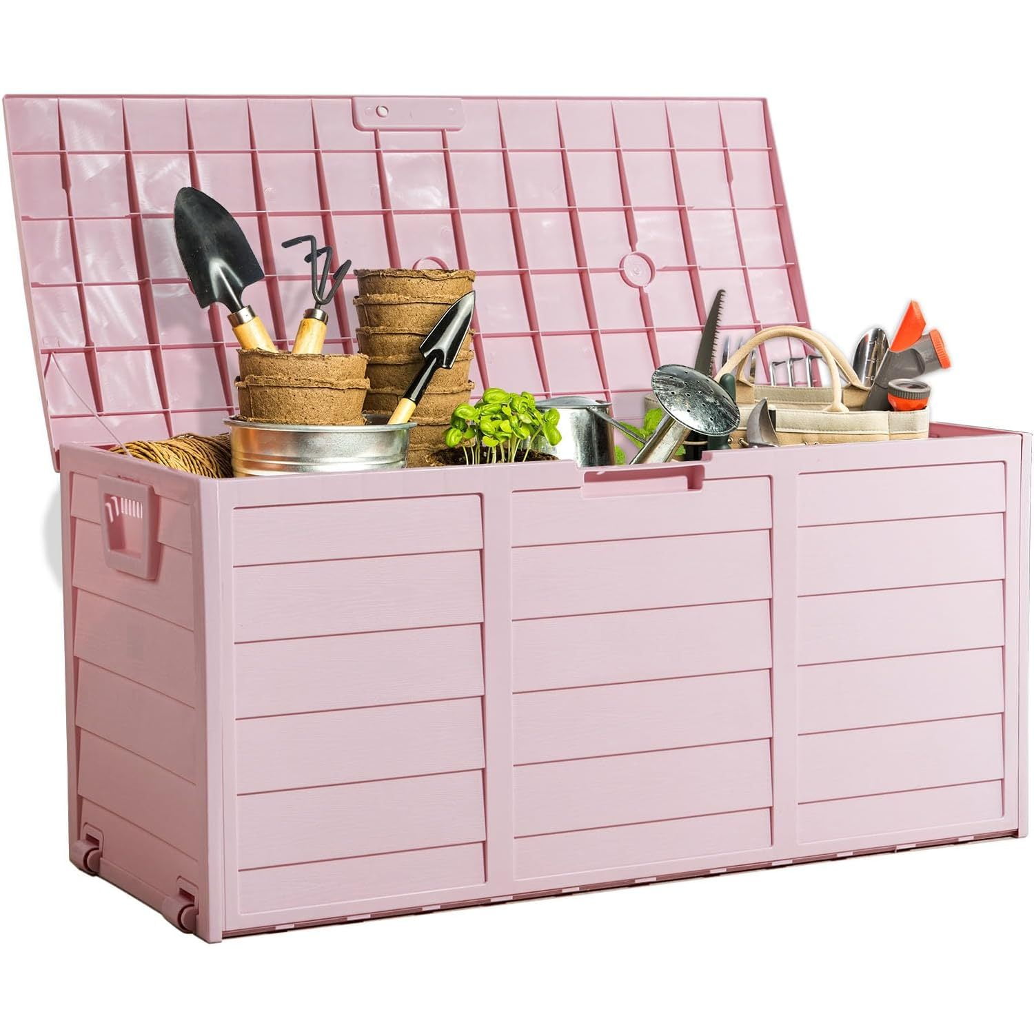 WGQP Upgraded 75 Gallon Outdoor Storage Box, Lockable Plastic Storage ...