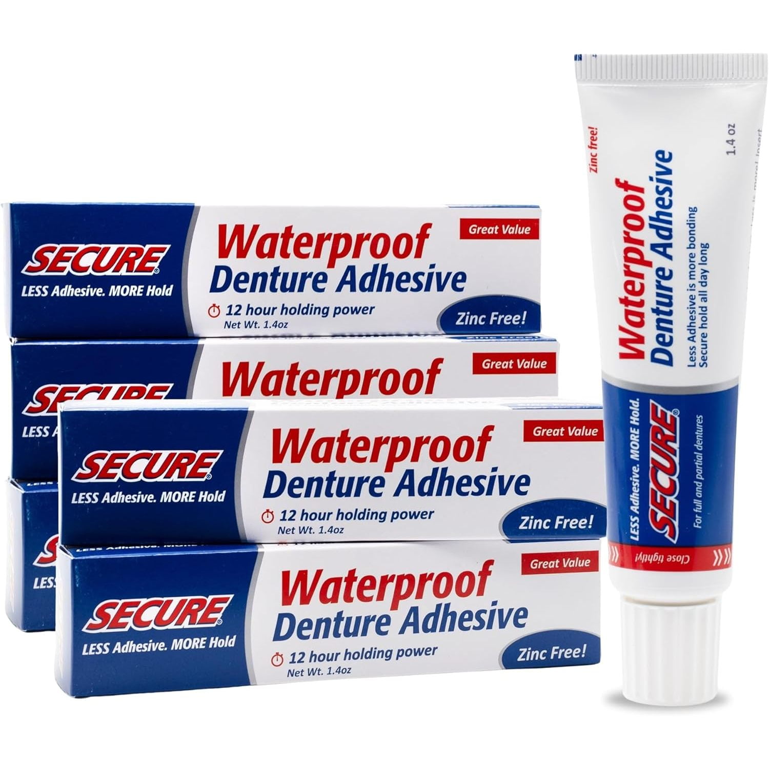 WGRF Waterproof Denture Adhesive - Zinc Free - Extra Strong Hold For ...