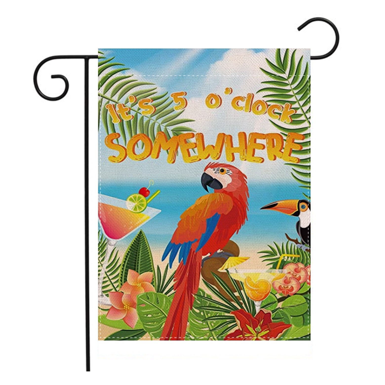 WGRLIT 1 Pack Sailboat and Palm Trees Paradise Parrot Garden Flag for ...