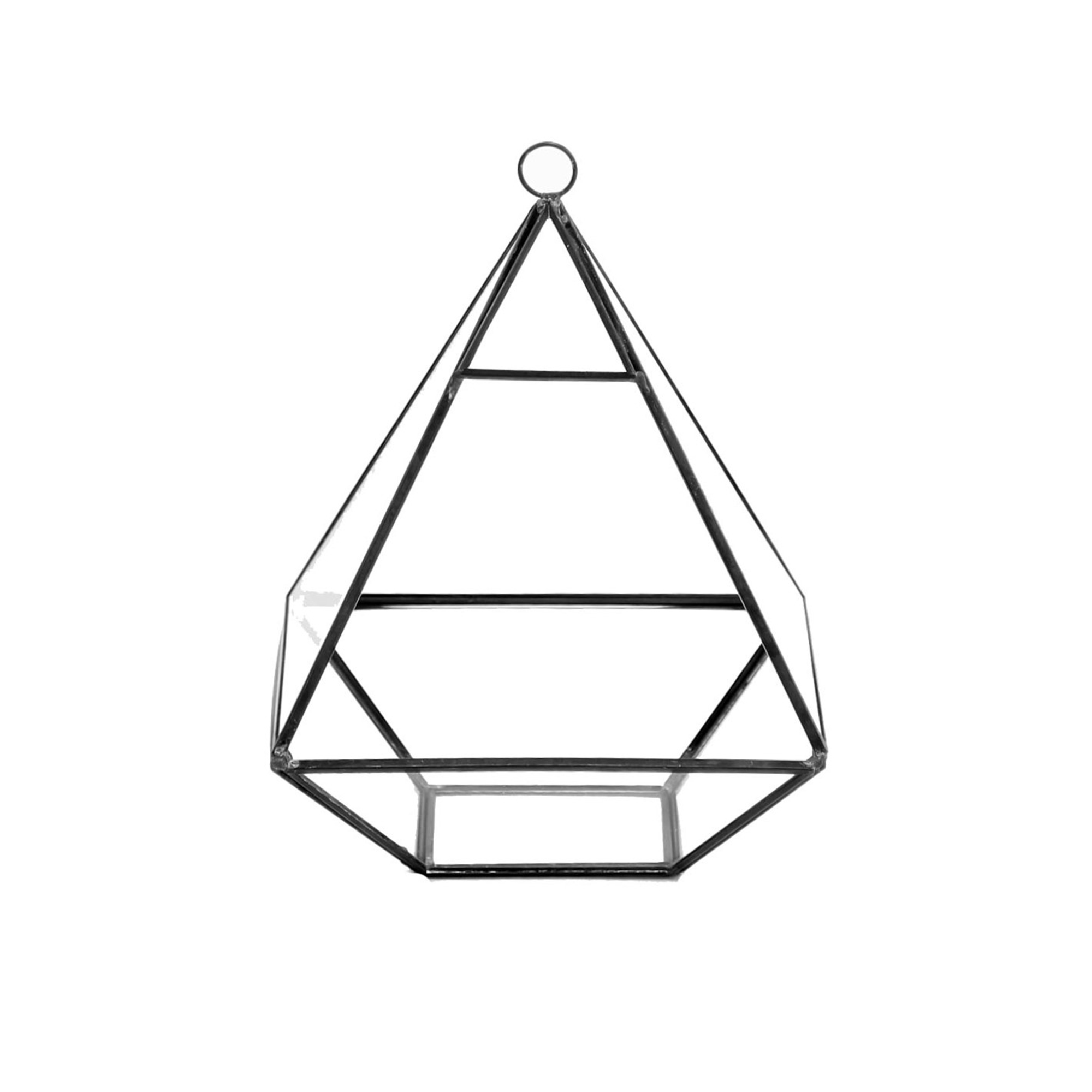 WGV Black Raised Pyramid Geometric Glass Terrarium - 6" Wide x 8 ...