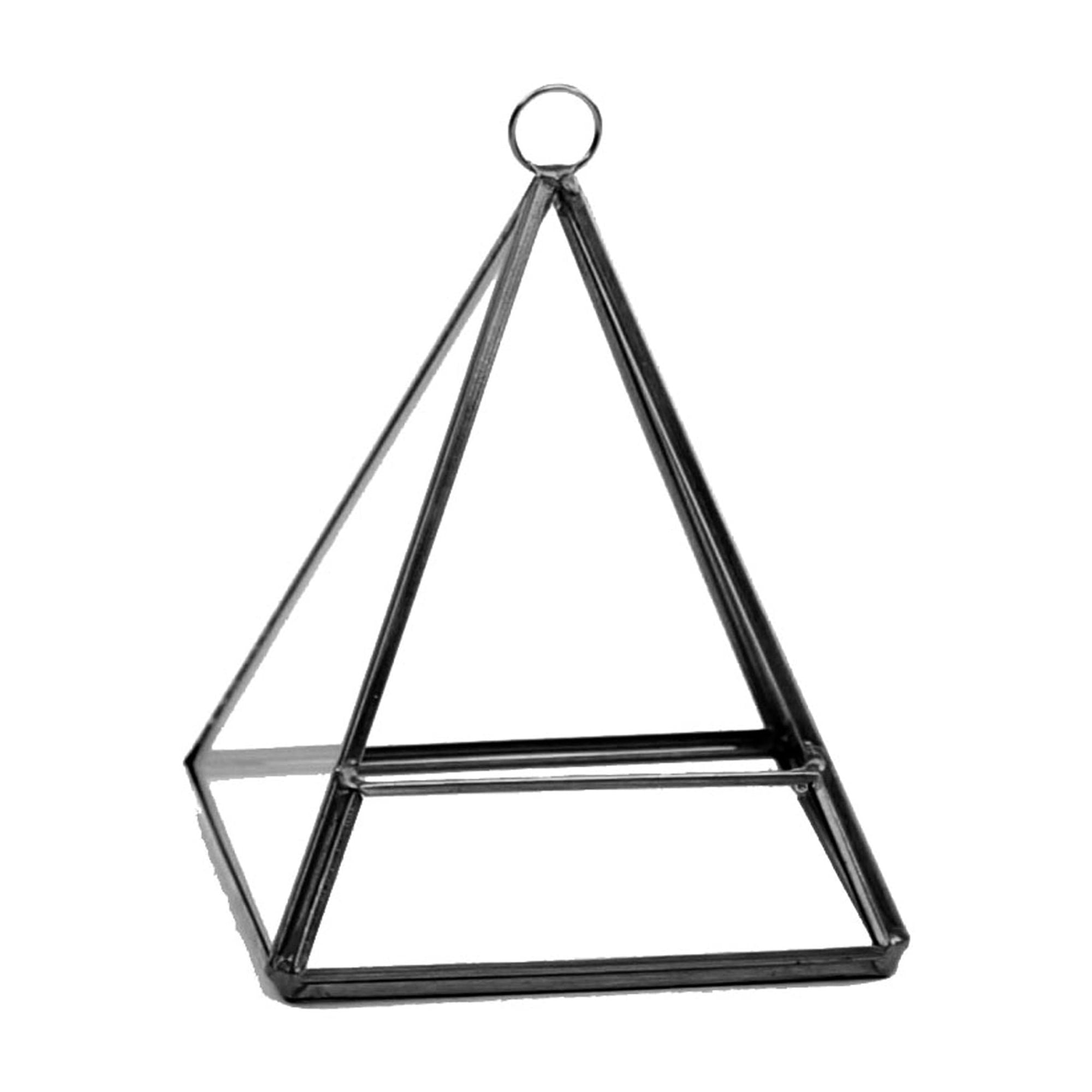 WGV Black Triangle Pyramid Geometric Glass Terrarium - 4" Wide x 5.5 ...