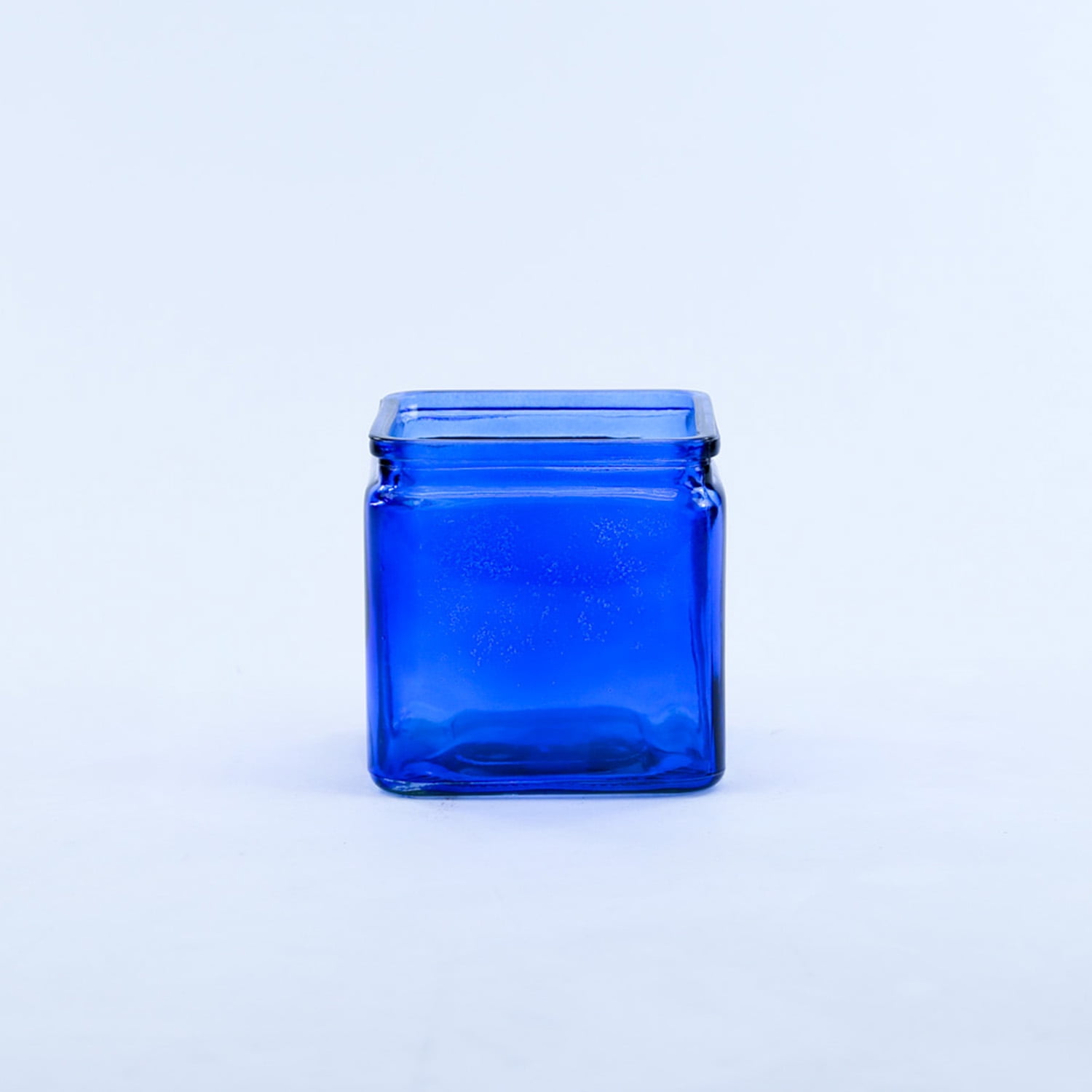 WGV Blue Cube Vase With Lip, Machine Pressed - 4" Wide x 4" Height ...