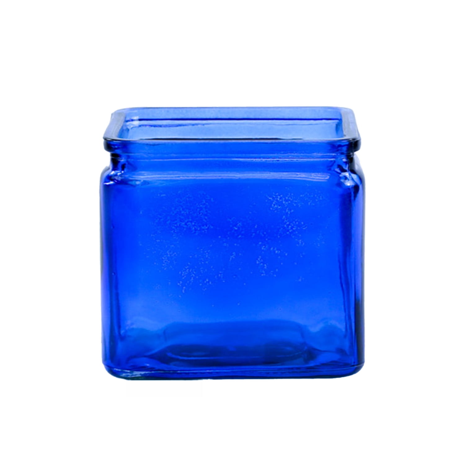 WGV Blue Cube Vase With Lip, Machine Pressed - 5" Wide x 5" Height ...