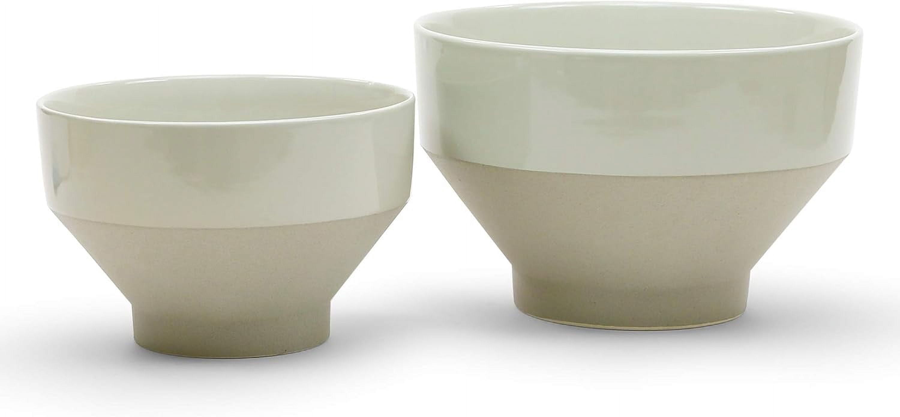WGV Ceramic Bowl Vase, 6"x4"H, 10"x6.5"H, Two Tone Funnel Pot, Tan ...