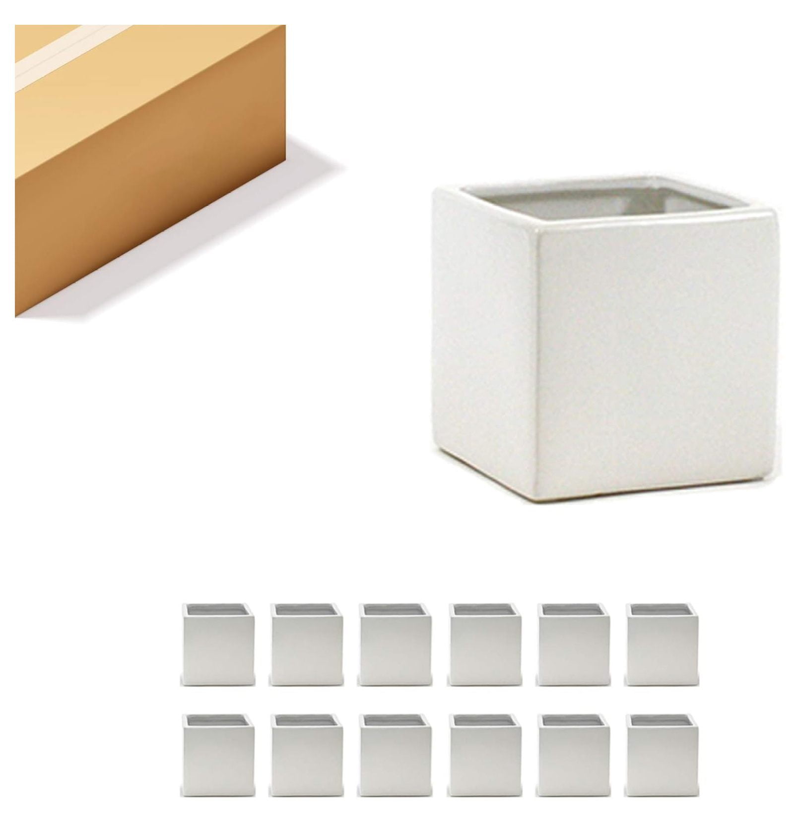 WGV Ceramic Cube Vase Bulk Width 4" Height 4" (Fits 3" Pot) Modern ...