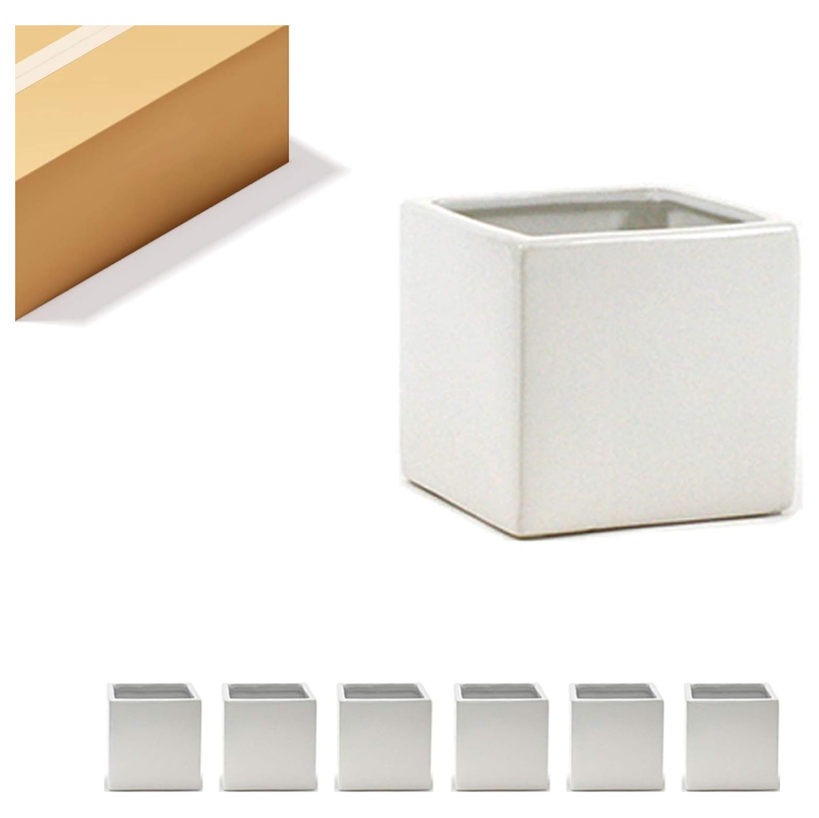 WGV Ceramic Cube Vase Bulk Width 5.5" Height 5" (Fits 5" Pot) Modern ...