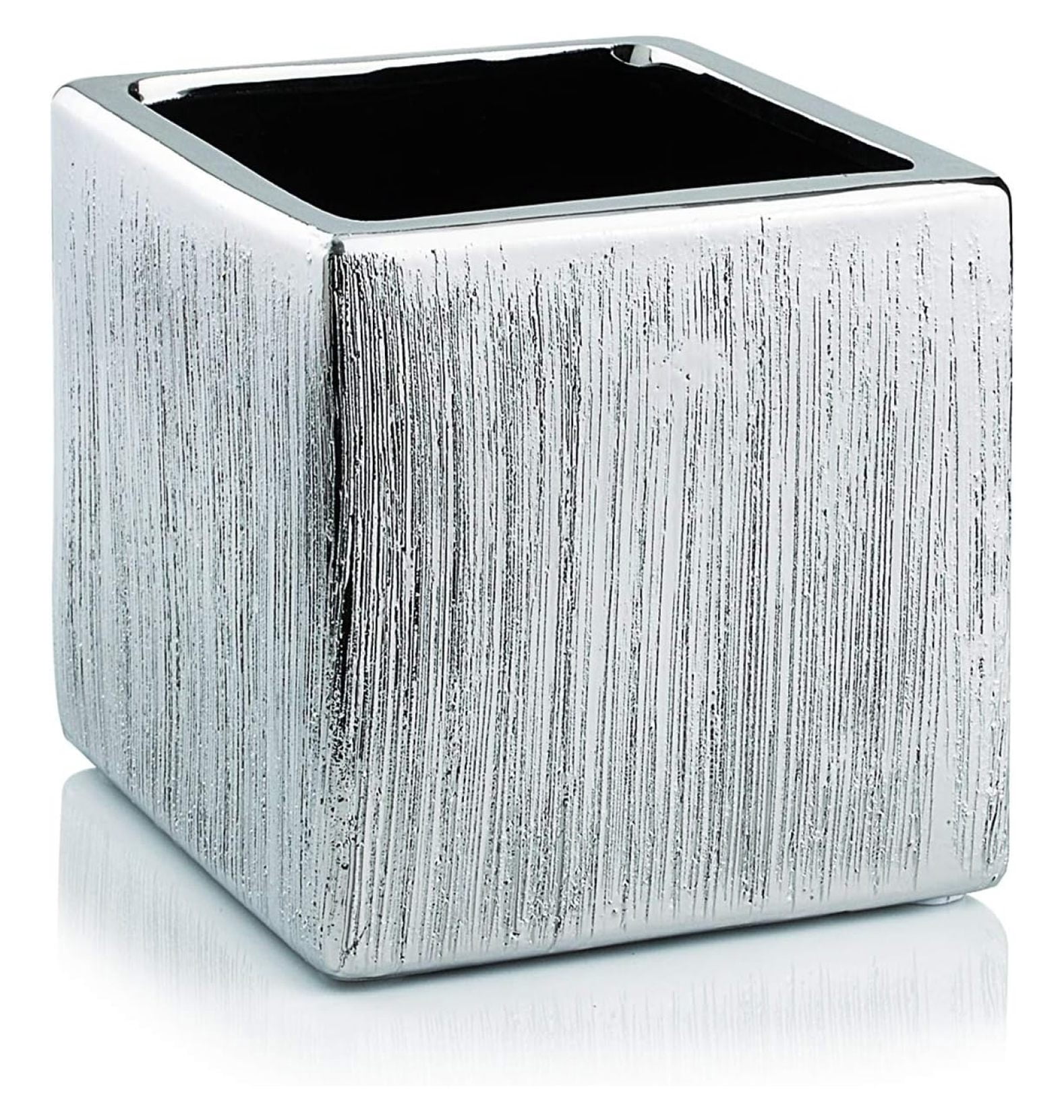 WGV Ceramic Cube Vase Width 4" Height 4" (Fits 3" Pot) Modern Block ...