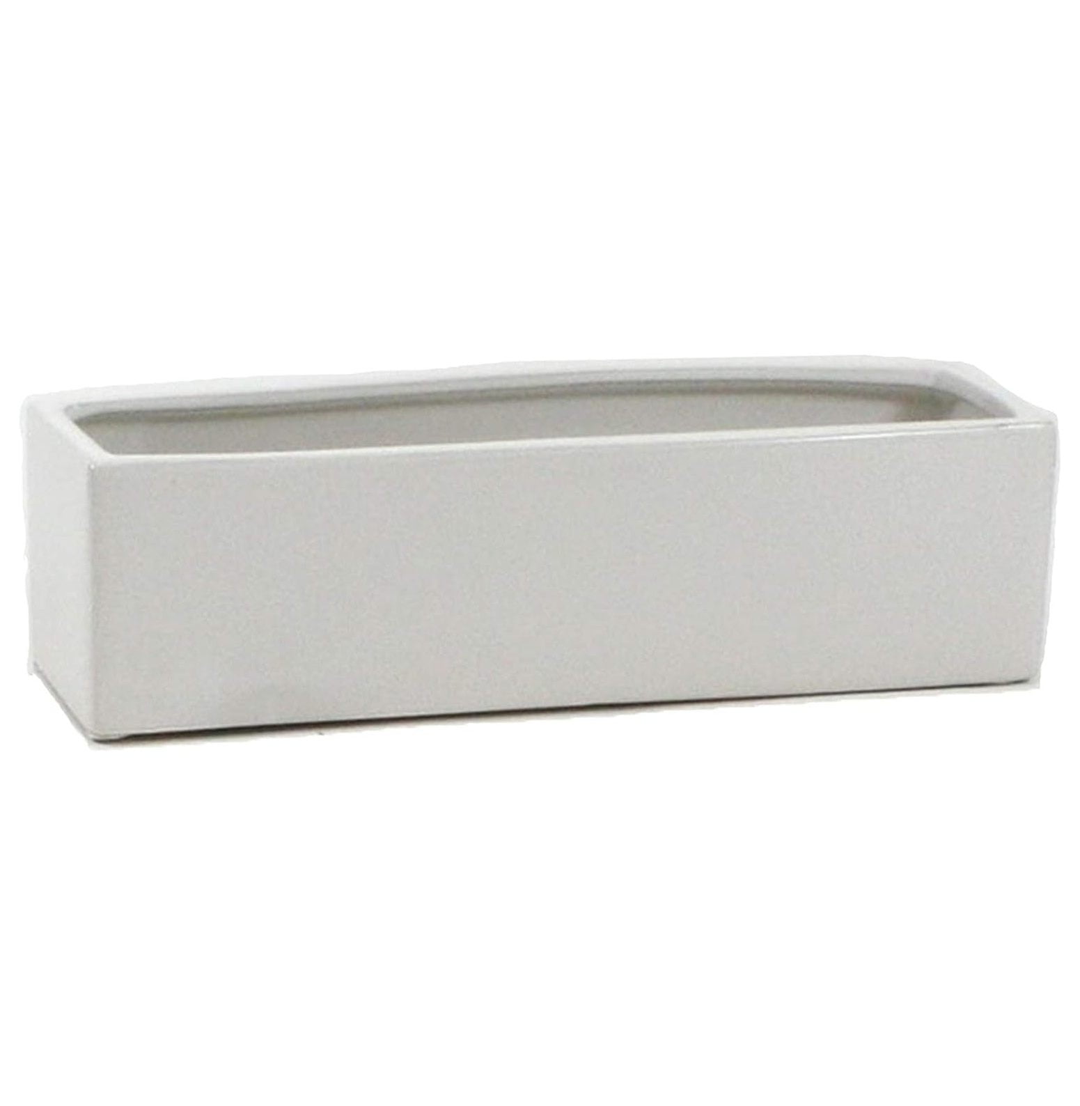 WGV Ceramic Planter Box 14" x 4" x 4"H White Long Rectangular Block ...