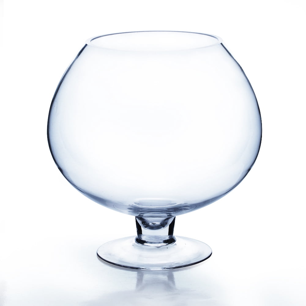 WGV Clear Bowl Glass Vase with Stem - 8" Wide x 9" Height, Good quality ...