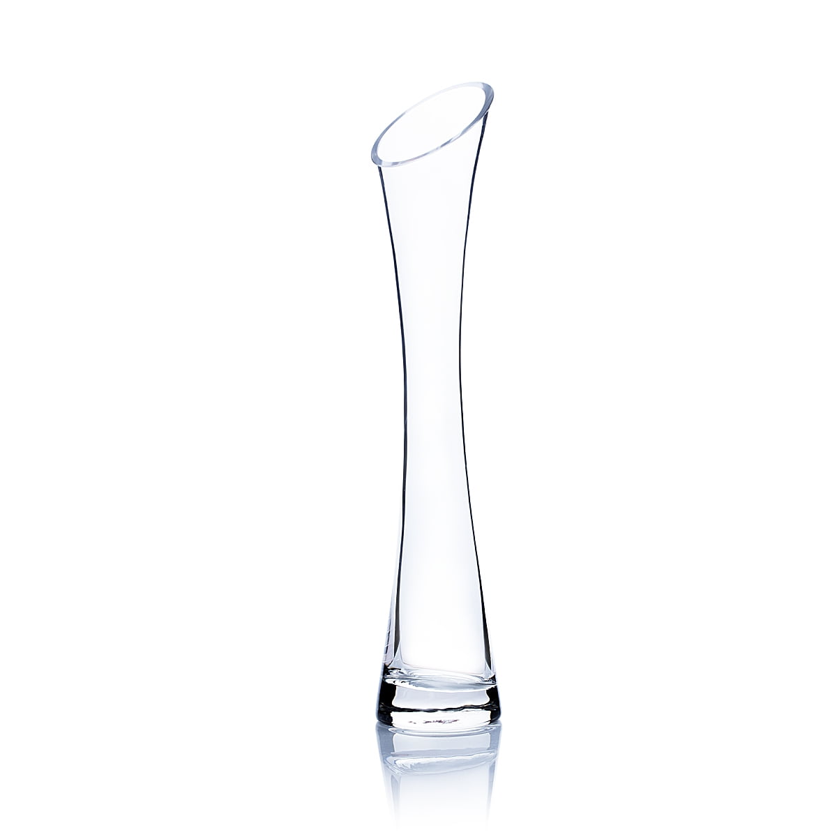 WGV Clear Concaved Bud Vase With Slant Cut Top - 2" Wide x 10" Height ...