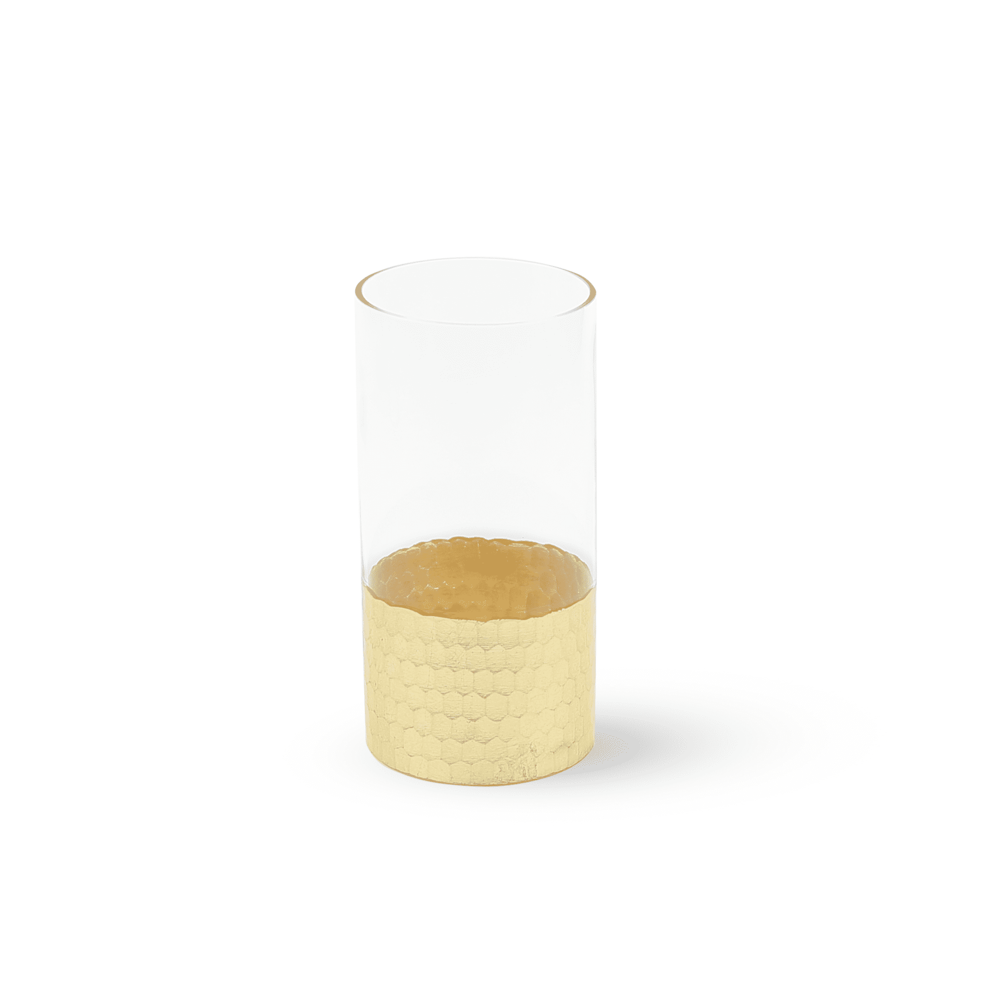 WGV Clear Cylinder Glass Vase With Gold Foil Honeycomb - 4" x 8"H- 1 Pc ...