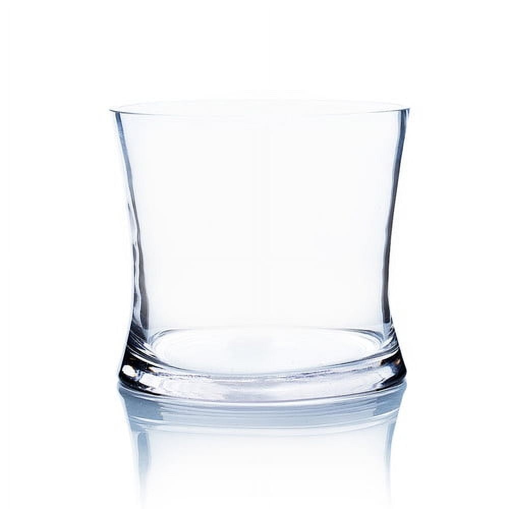 WGV Clear Round Slant Cut Glass Vase - 5.5" Wide x 5" Height, Good ...
