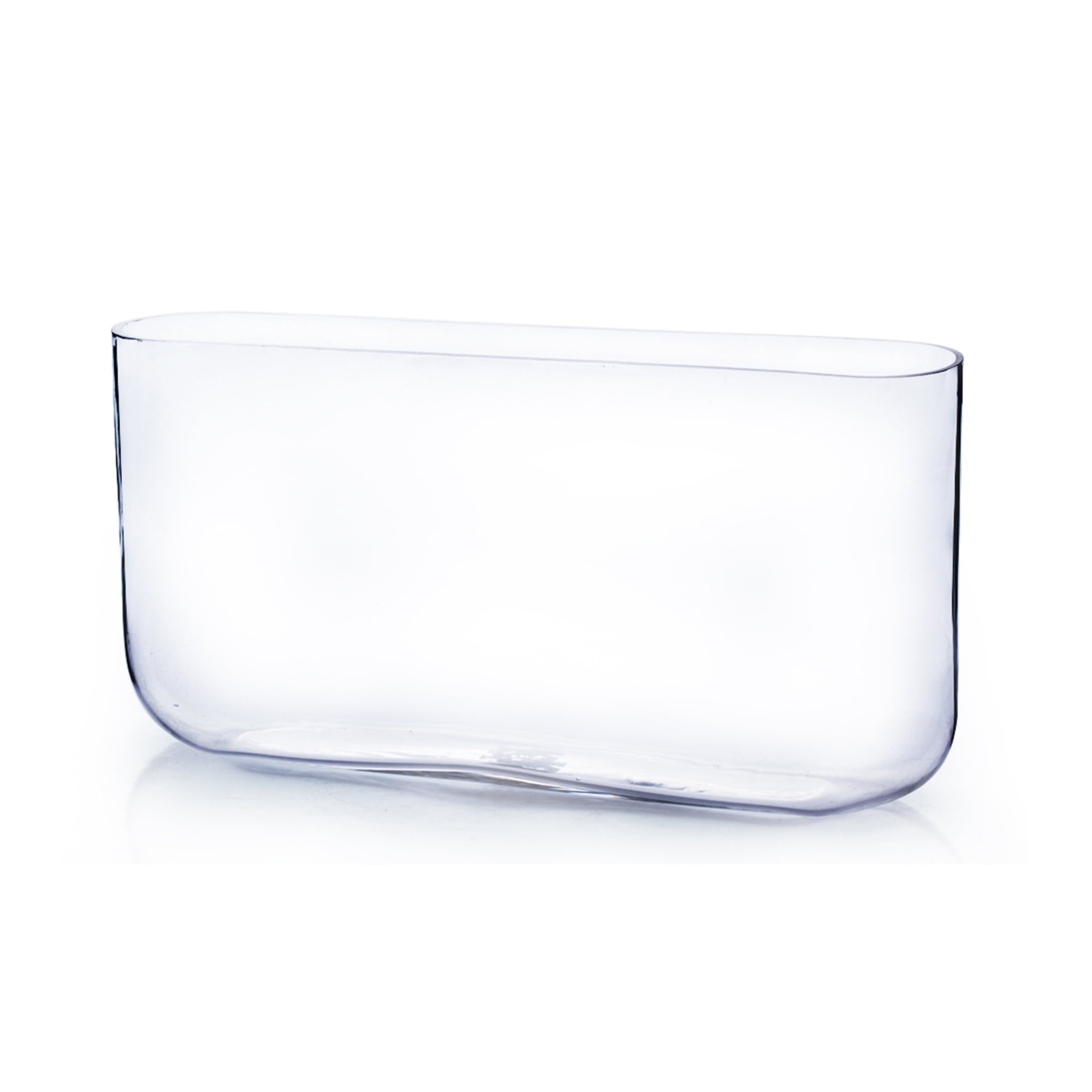 WGV Clear Rounded Corner Rectangular Glass Block Vase - 16" Long x 8 ...