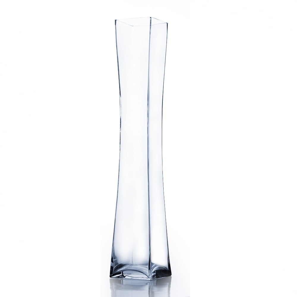 WGV Clear Unique Square Concave Glass Vase - 4.5" Wide x 26" Height ...