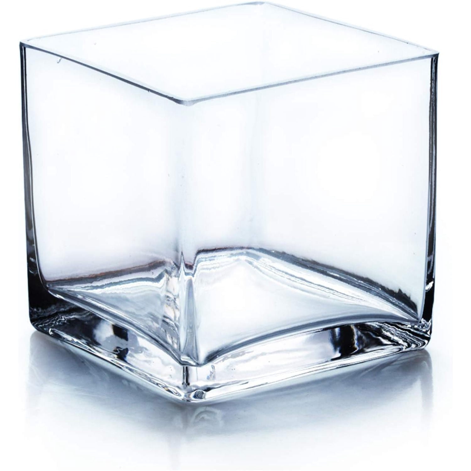 WGV Cube Glass Vase, Candle Holder, 5"x5"x5", Clear Elegant Floral ...