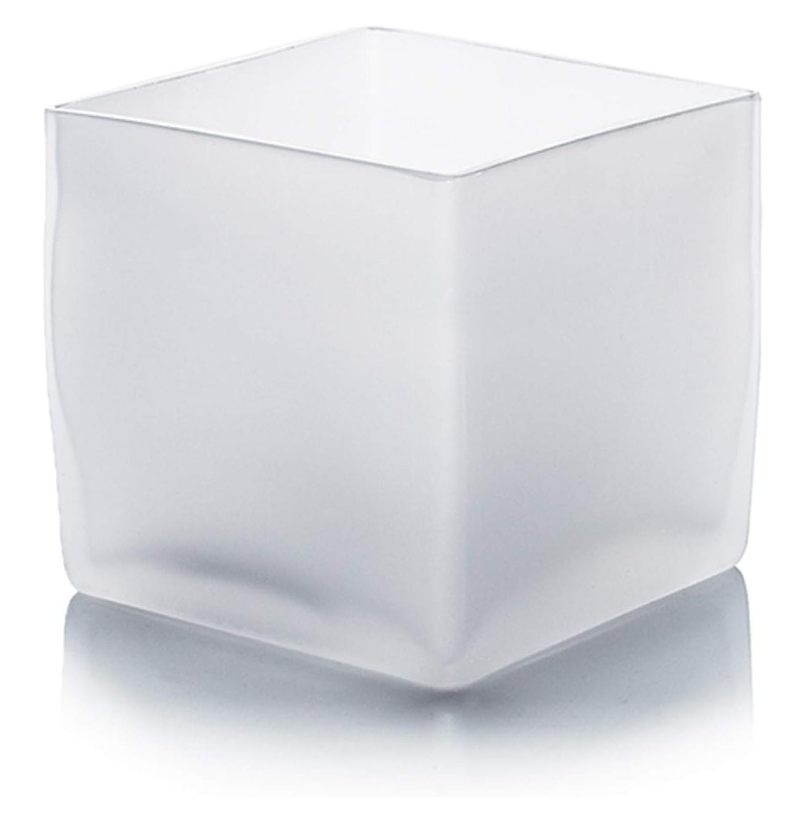 WGV Cube Glass Vase, Candle Holder, 5"x5"x5", Frosted Floral Accent ...