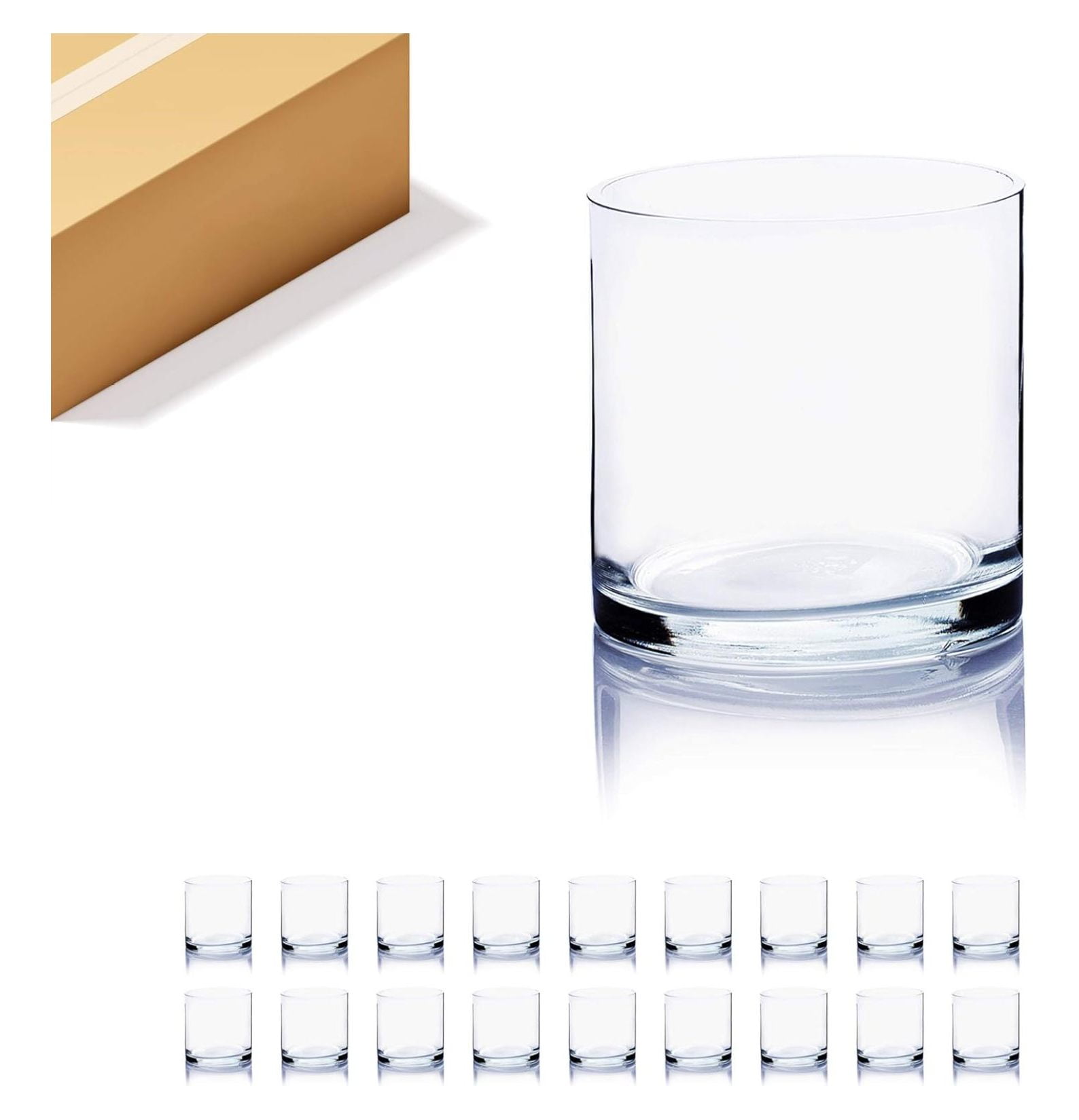 WGV Cylinder Vase Bulk, 4" W x 4" H, Floral Container, Glass Candle ...