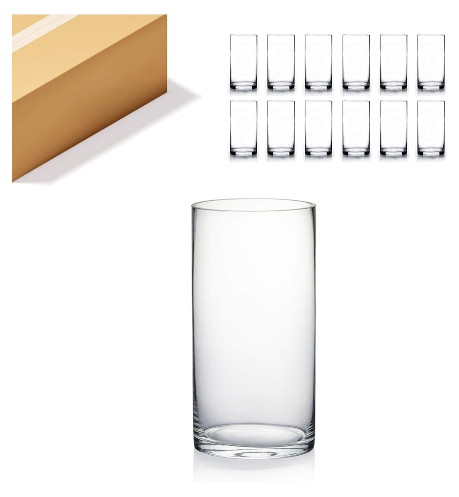 WGV Cylinder Vase Bulk, Diameter 5", Height 10", Clear Glass Floral ...