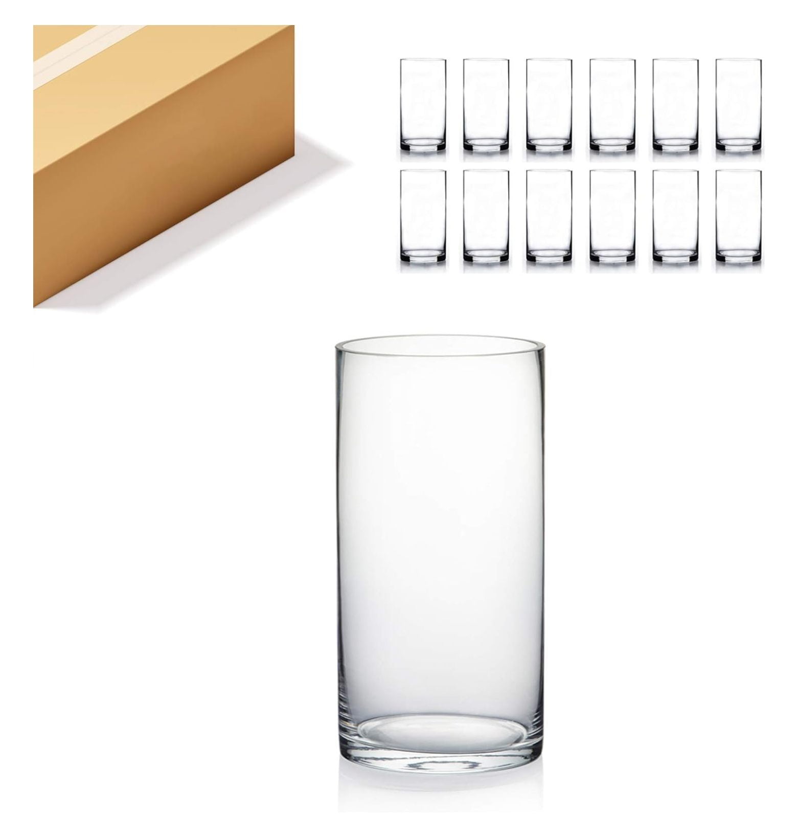 WGV Cylinder Vase Bulk, Diameter 5", Height 10", Clear Glass Floral ...