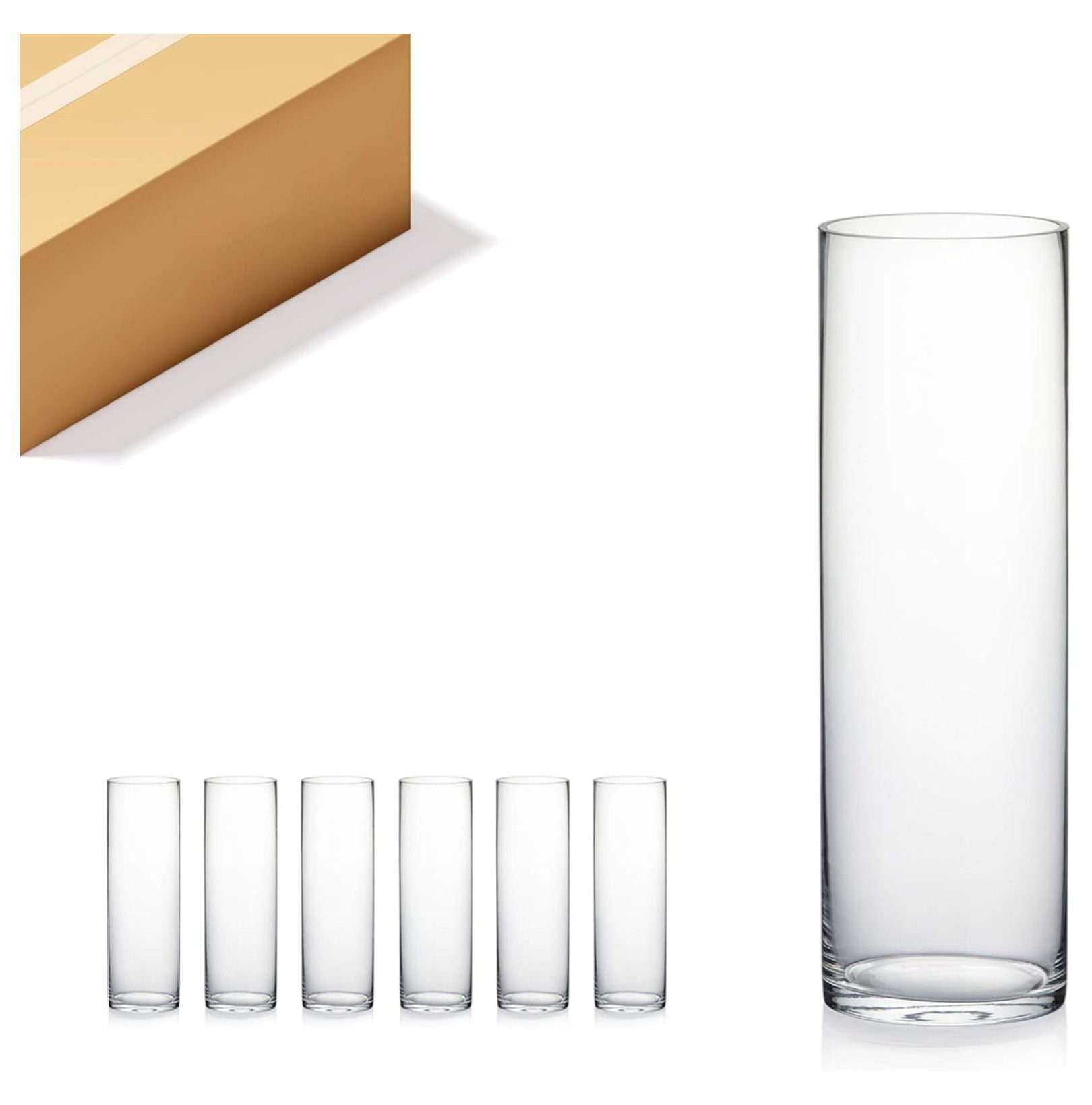 WGV Cylinder Vase Bulk, Diameter 5", Height 16", Clear Glass Floral ...