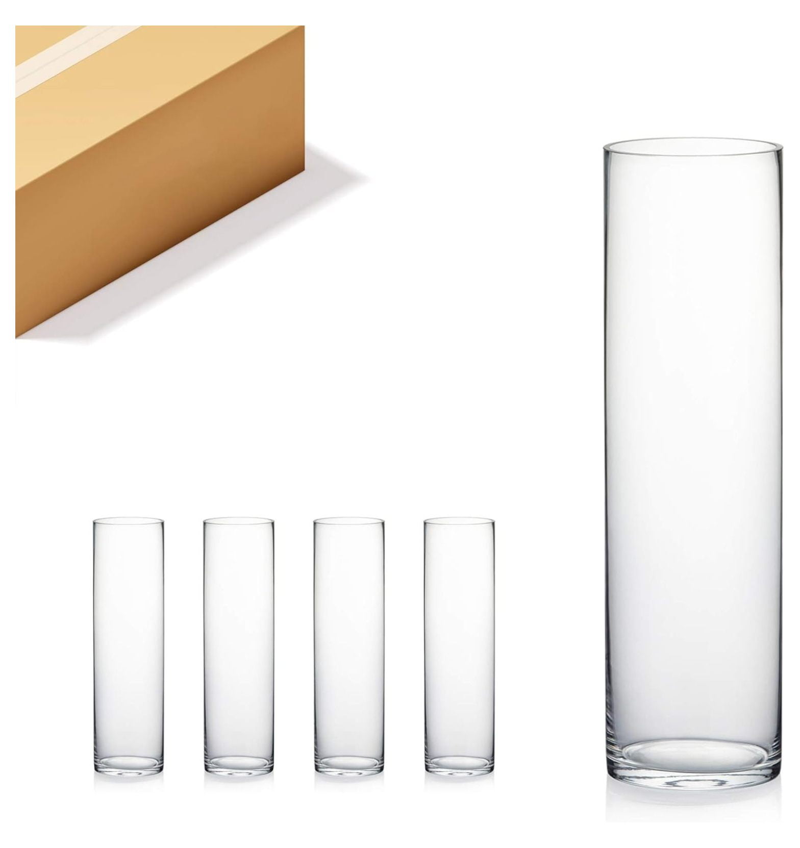 WGV Cylinder Vase Bulk, Diameter 5", Height 18", Clear Glass Floral ...