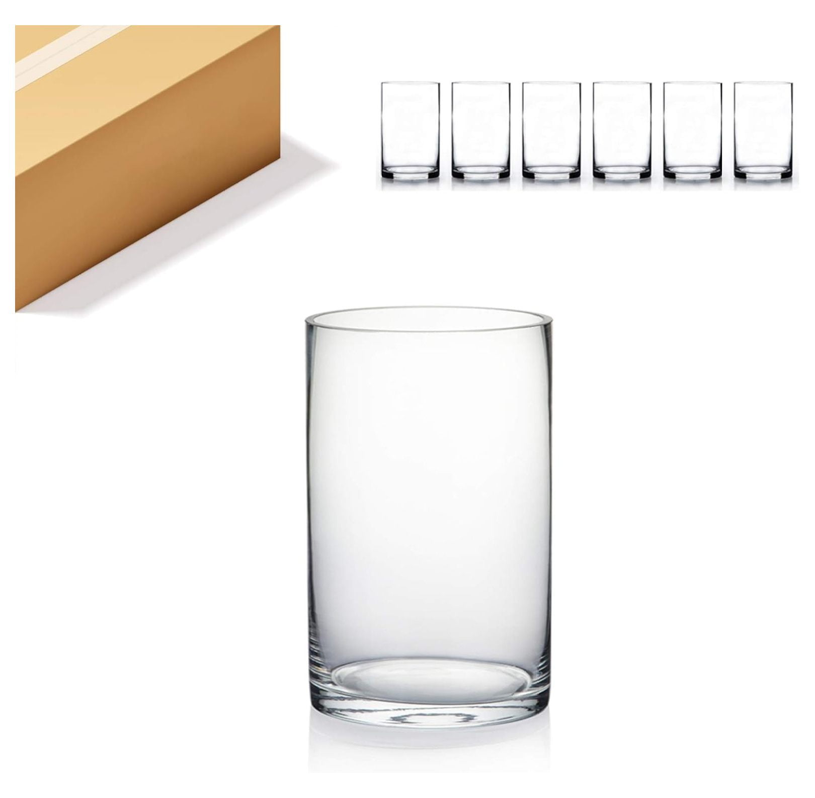 WGV Cylinder Vase Bulk, Diameter 5", Height 8", Clear Glass Floral ...
