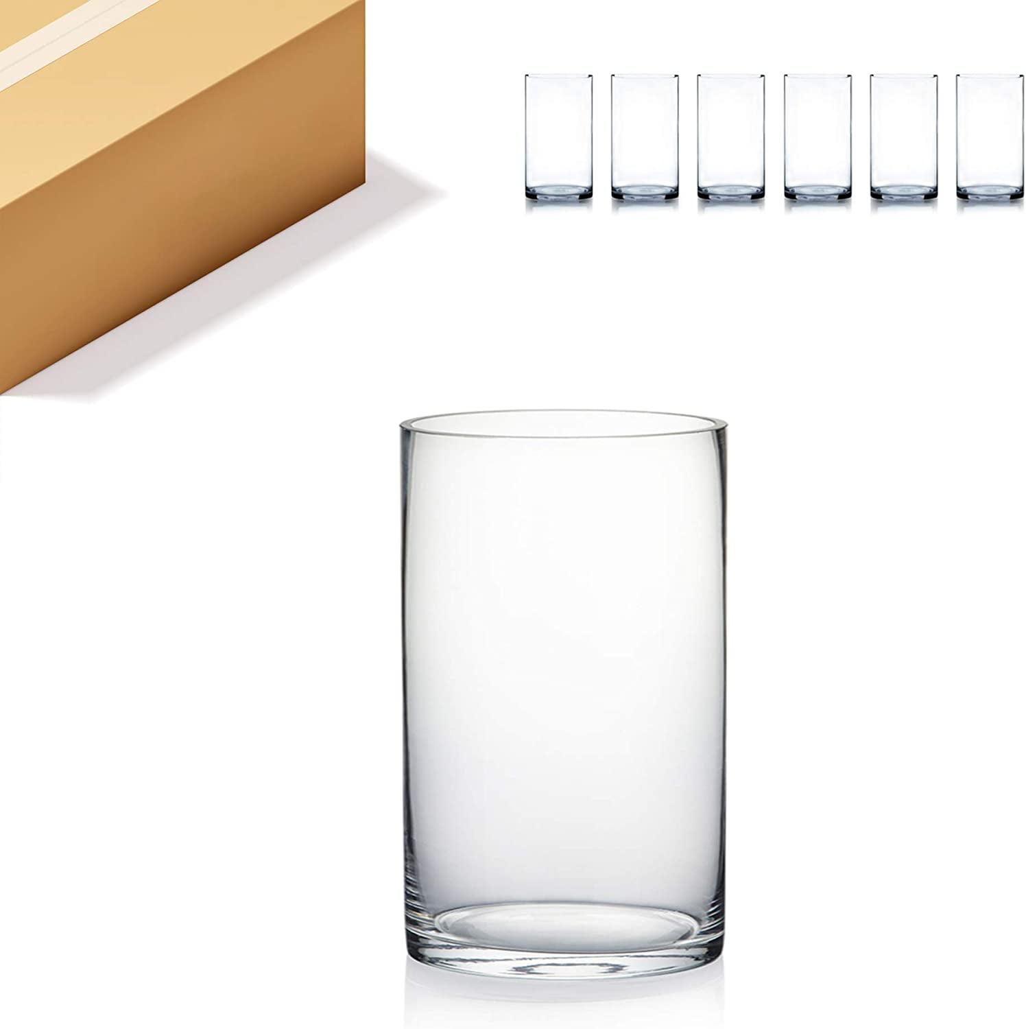 WGV Cylinder Vase Bulk, Width 6", Height 10", Clear Glass Container ...