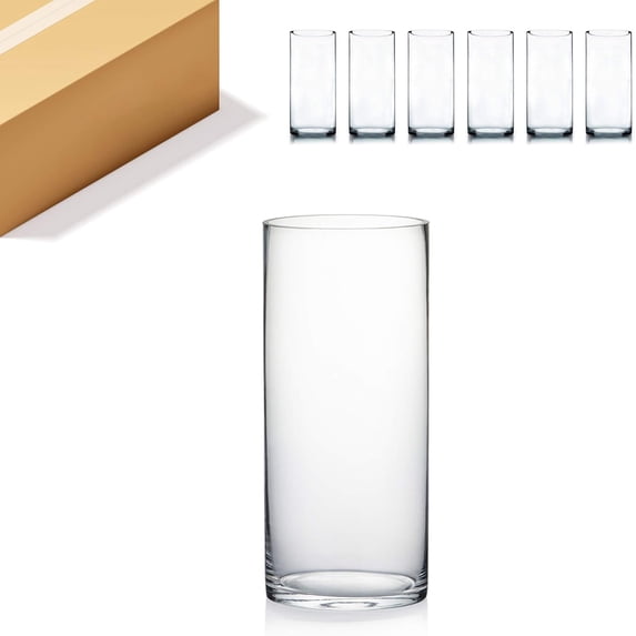WGV Cylinder Vase Bulk, Width 6", Height 14", Clear Glass Container ...