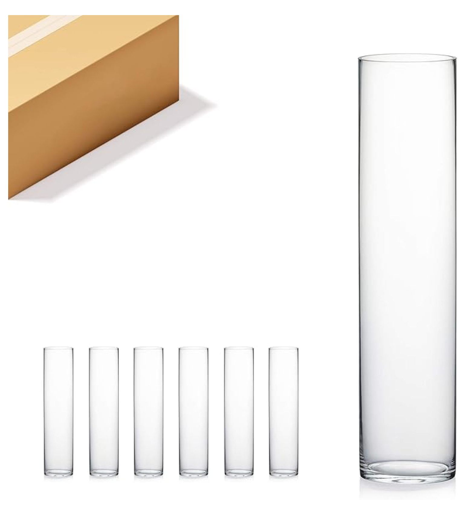 WGV Cylinder Vase Bulk, Width 6", Height 26", Clear Tall Glass ...