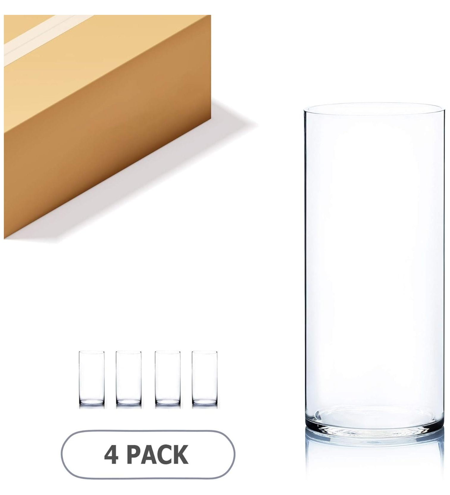 WGV Cylinder Vase Bulk, Width 7", Height 16", Clear Wide Large Diameter ...