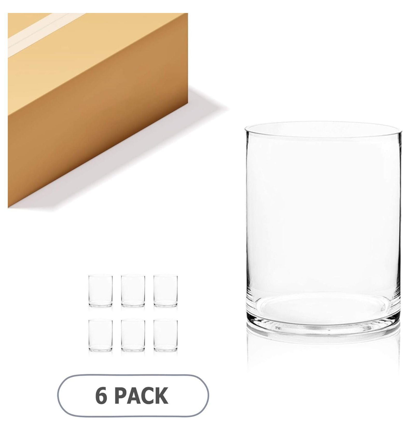 WGV Cylinder Vase Bulk, Width 8", Height 10", Clear Wide Large Diameter ...