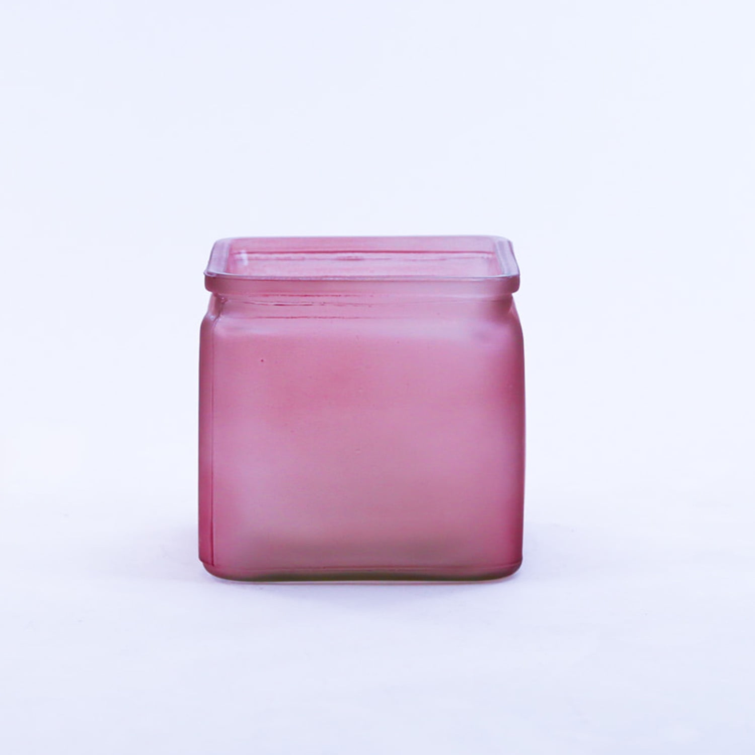 WGV Frosted Pink Cube Vase With Lip, Machine Pressed - 5" Wide x 5 ...