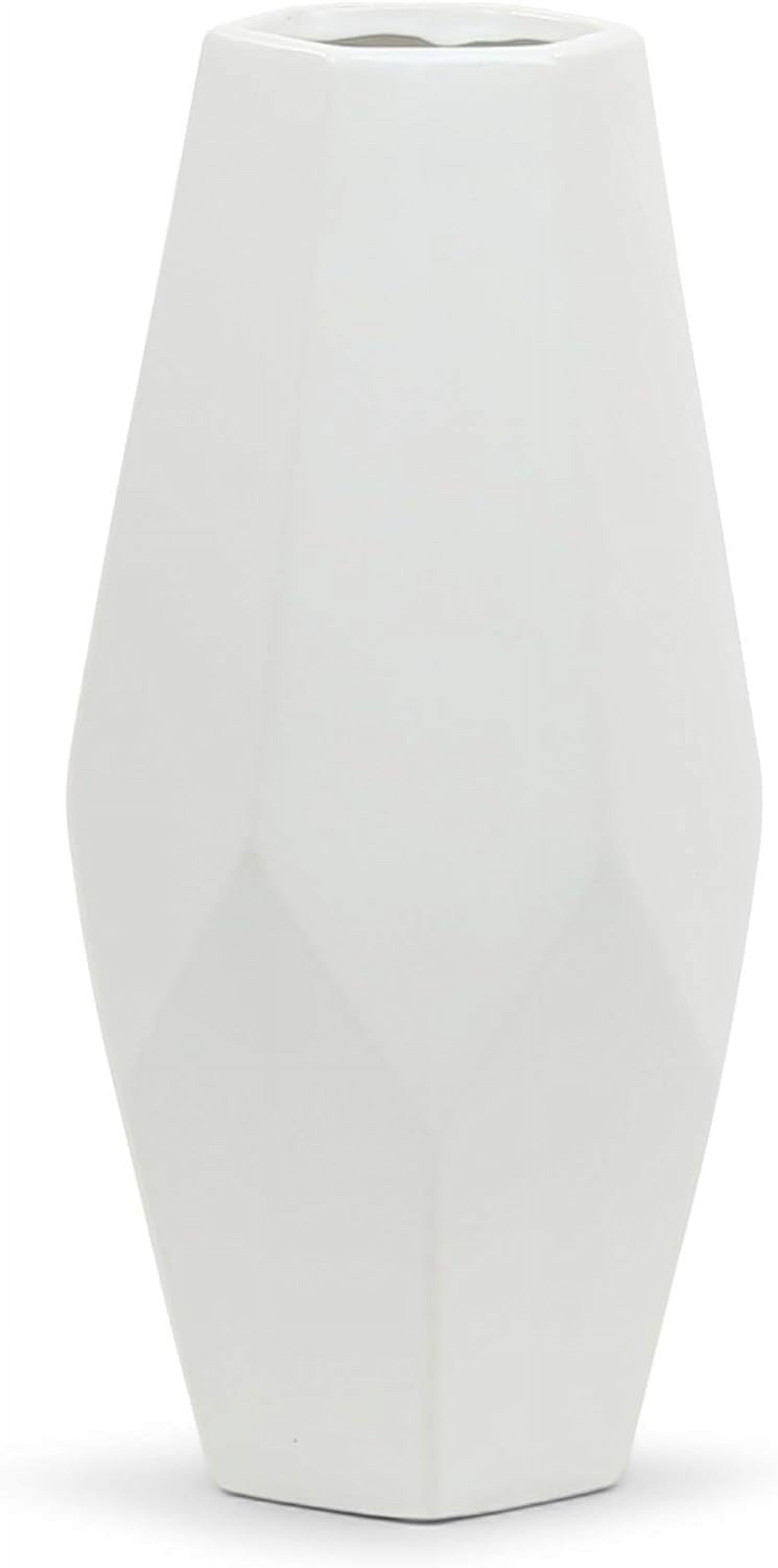 WGV Geometric Ceramic Vase, Width 5.7", Height 12.5", Matte White Tall ...
