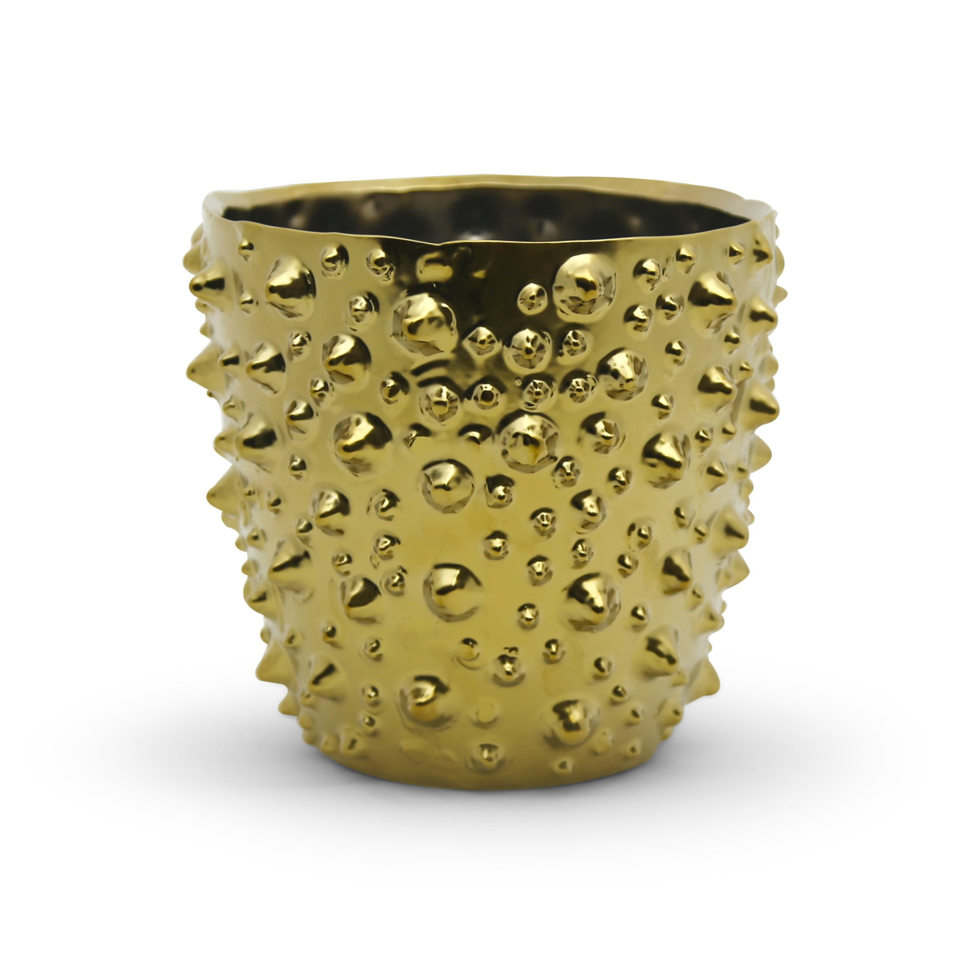 WGV Large Gold Spike Pot - 7" Wide x 7" Height, Good quality, Heavy ...