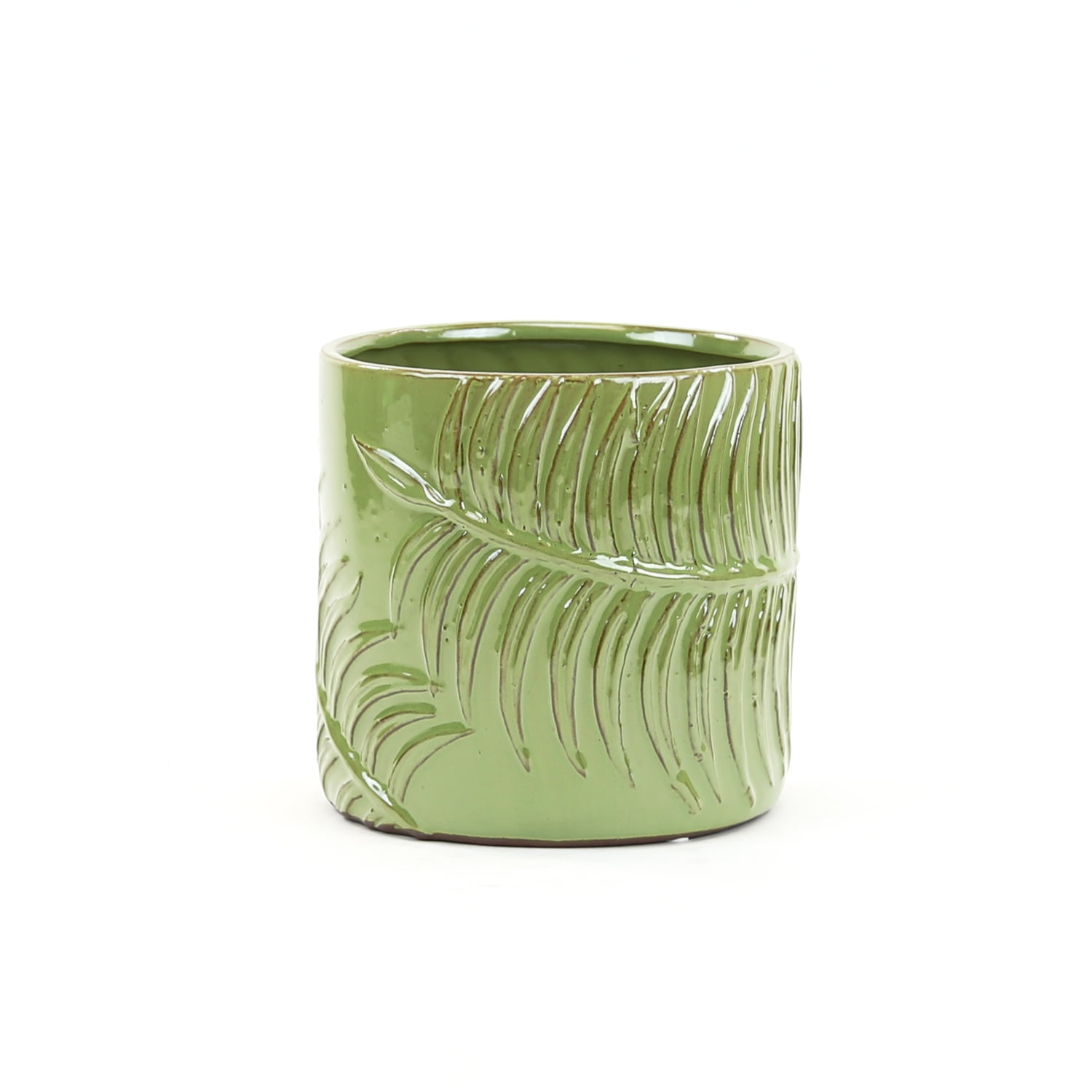 WGV Large Green Fern Cylinder Vase - 6.4" Wide x 6.5" Height, Good ...