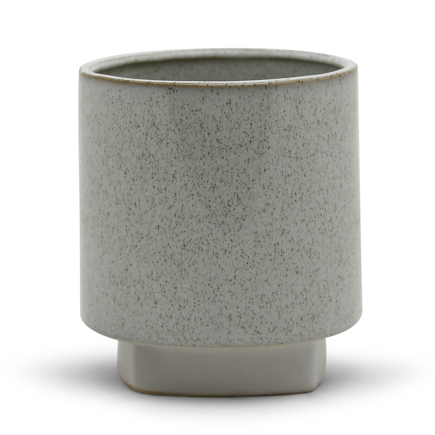 WGV Large Unique Cream Cylinder Ceramic With Base - 5" Wide x 6" Height ...